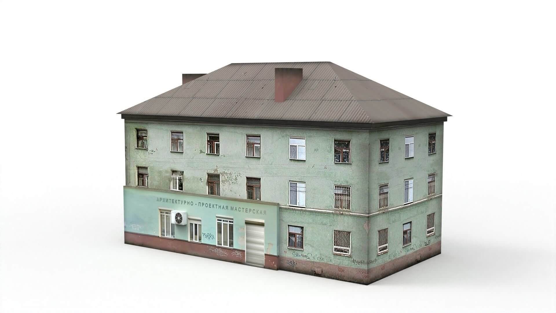 Three Story Residential Building - 3D Model by denlog