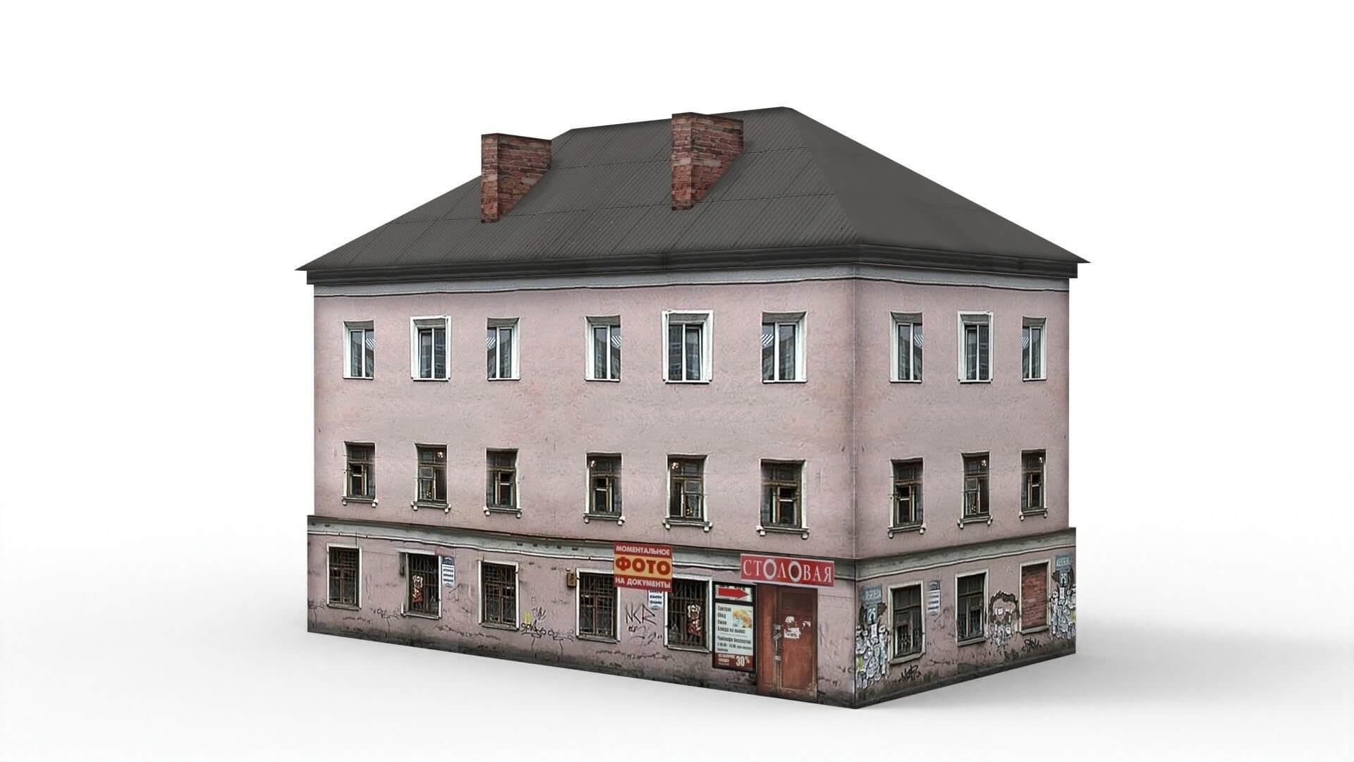 Three Story Residential Building - 3D Model by denlog