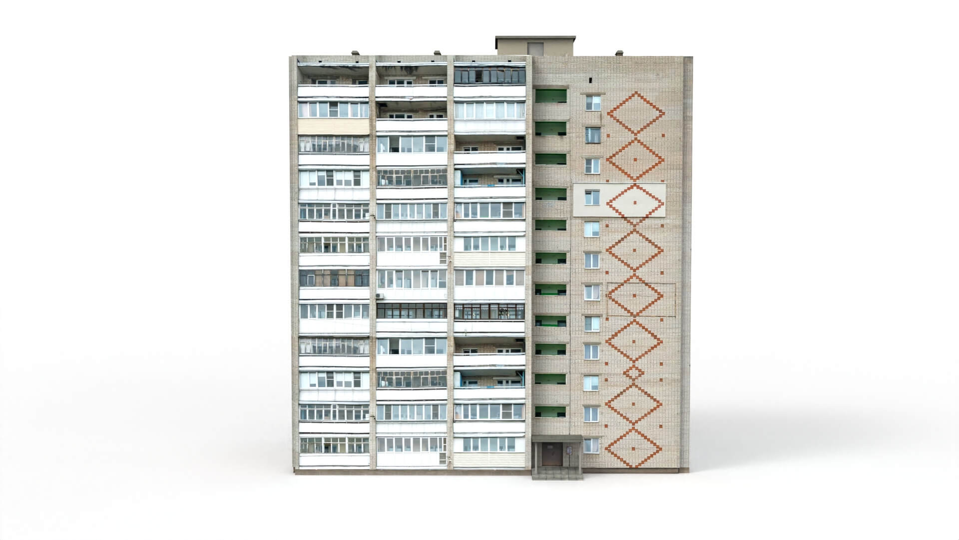 Twelve-Story Residential Building 3D Model by denlog