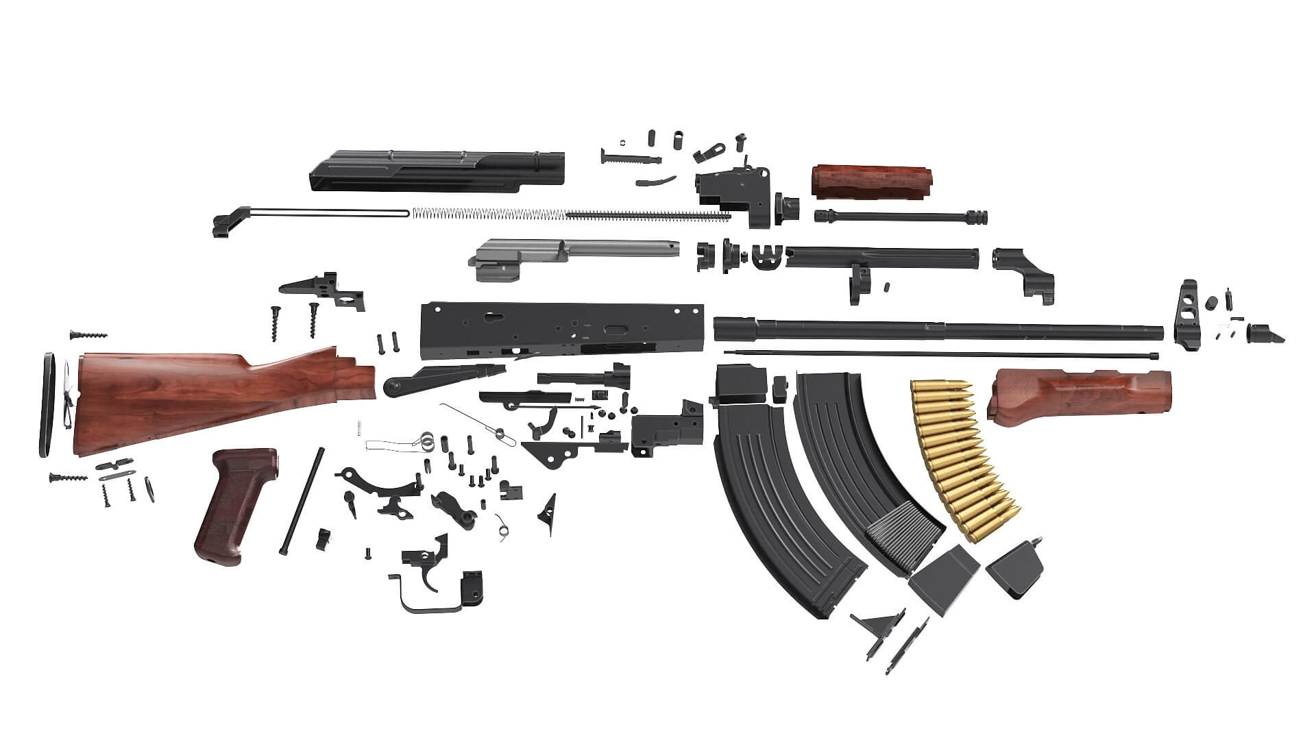 AKM Automatic Rifle with Inner Workings - 3D Model by DennyCG