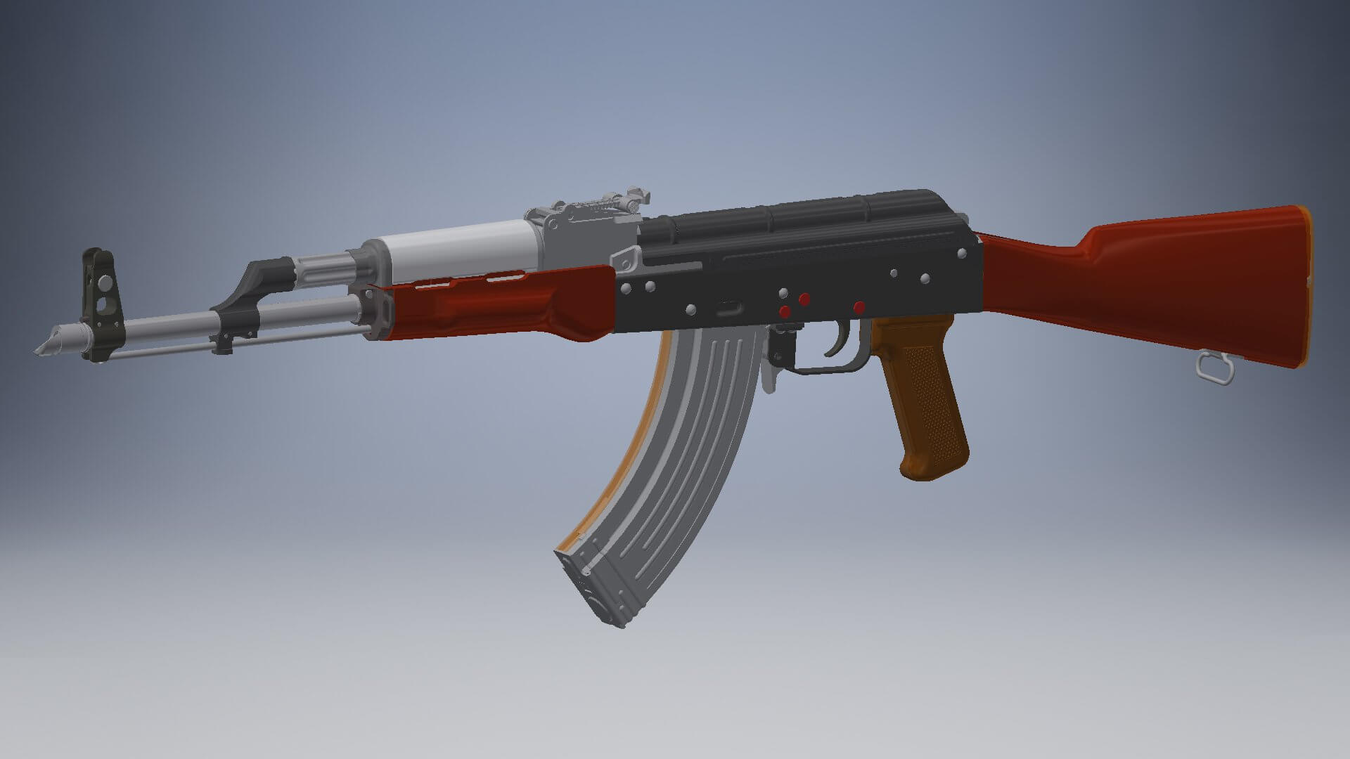 AKM Automatic Rifle with Inner Workings - 3D Model by DennyCG