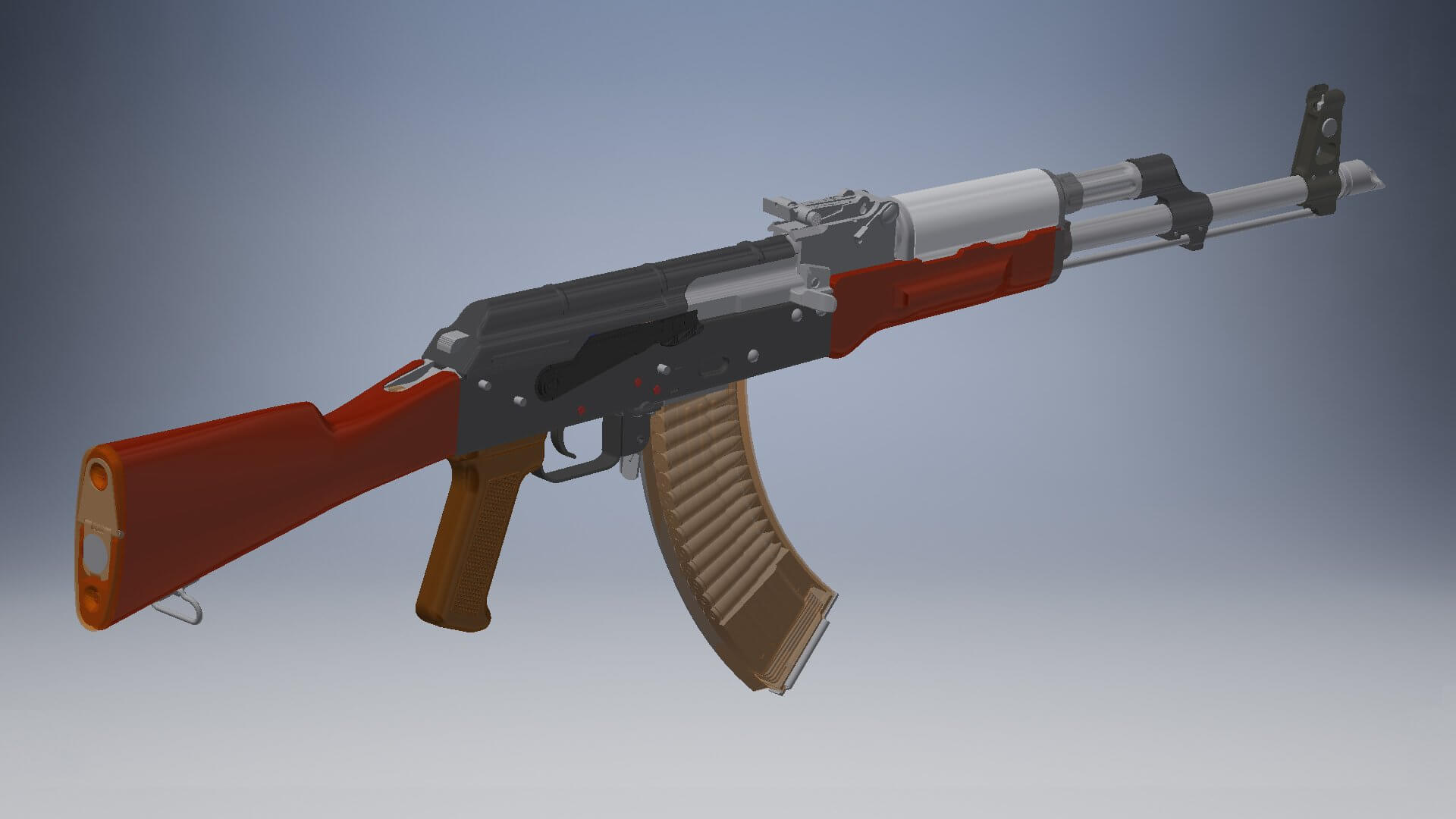 AKM Automatic Rifle with Inner Workings - 3D Model by DennyCG