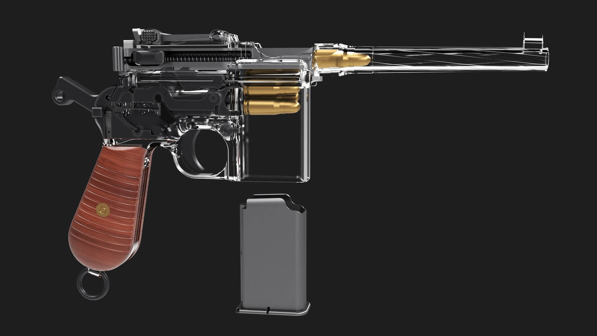 Mauser Pistol 711 with Inner Workings - 3D Model by DennyCG