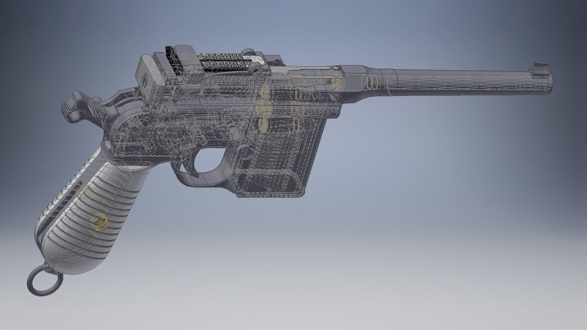 Mauser Pistol 711 with Inner Workings - 3D Model by DennyCG
