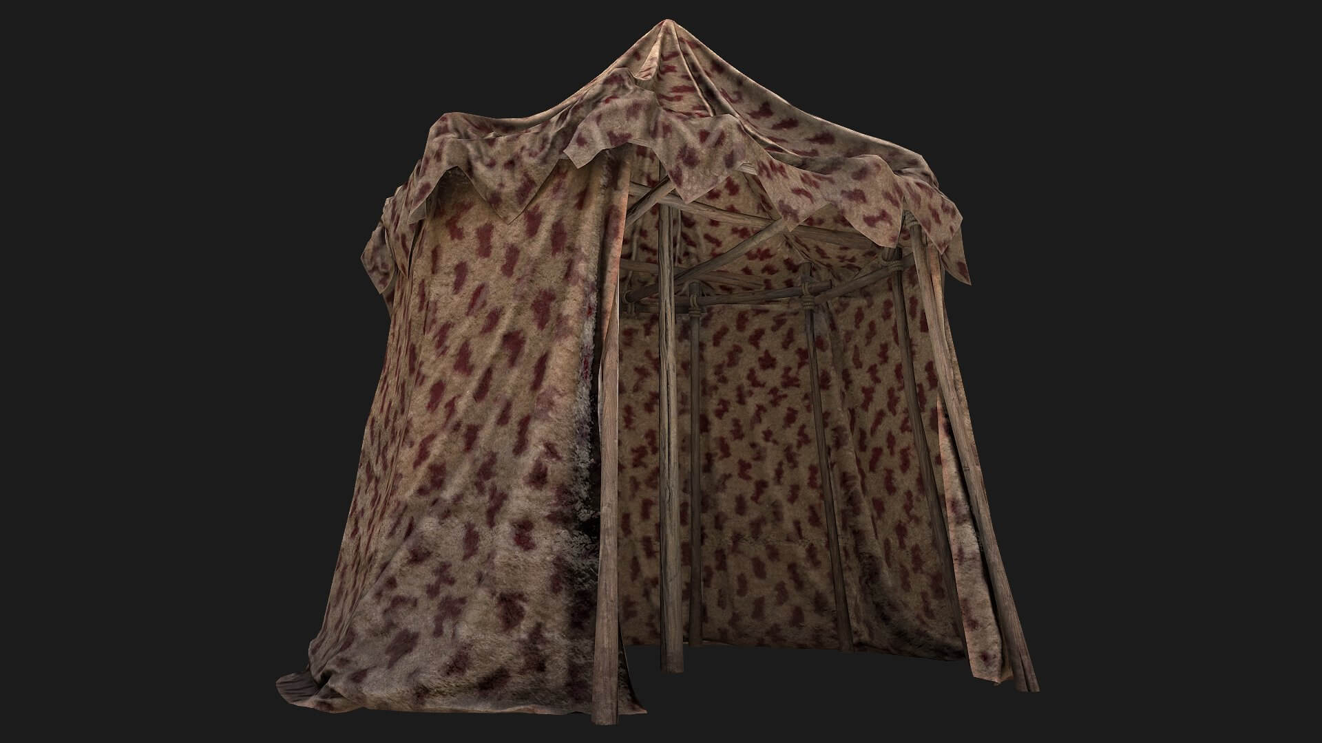 Ancient Tent Market Stall - 3D Model by Dereza