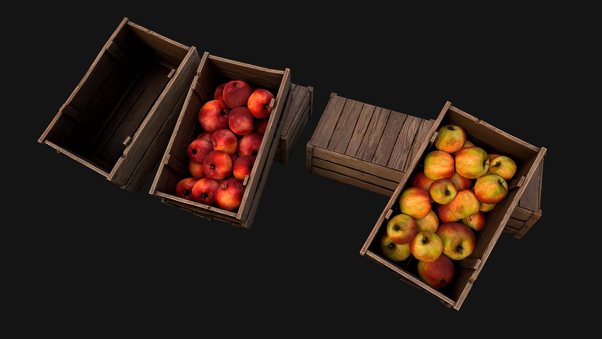 Apples Box Crate - 3D Model by Dereza