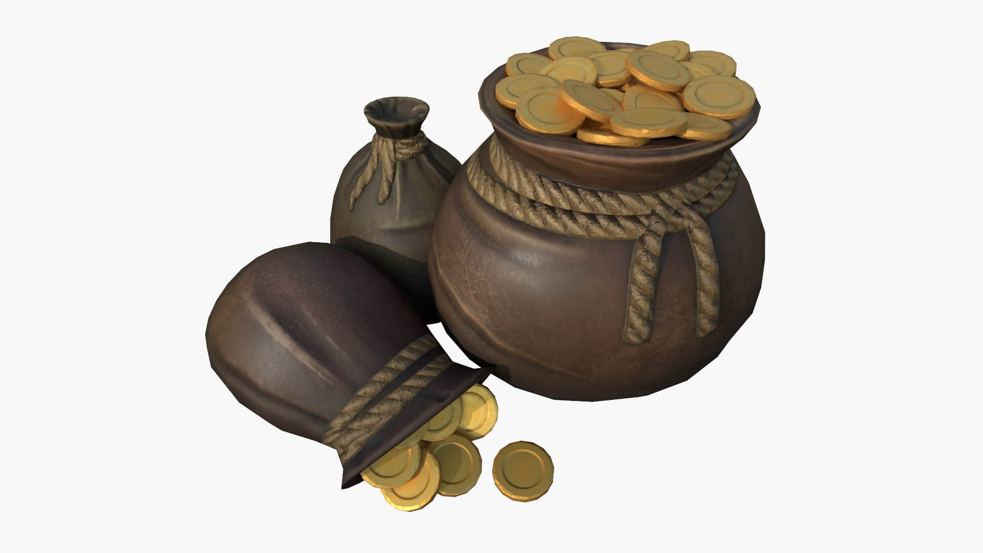 Bag of Coins - 3D Model by Dereza