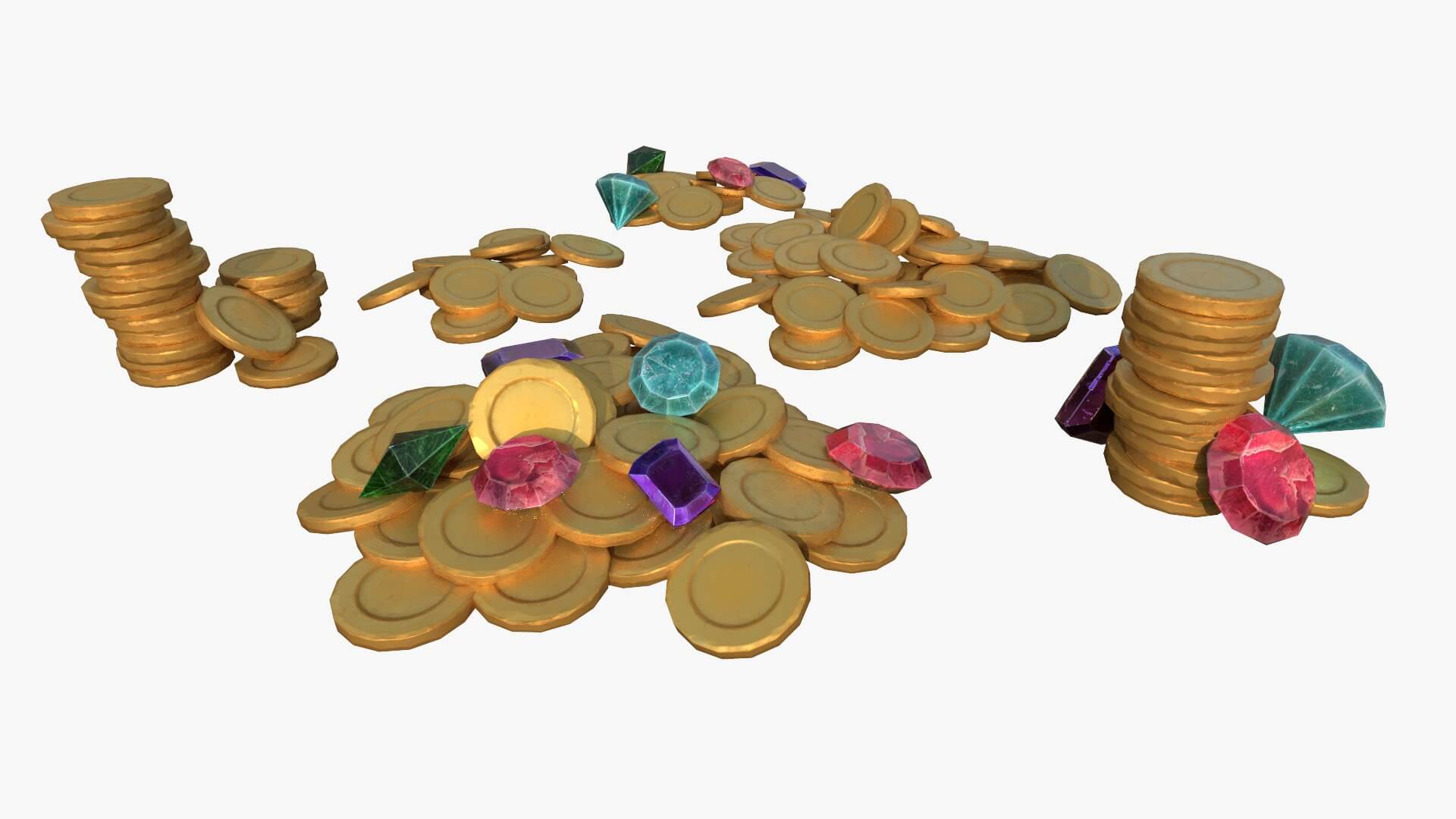 Bag of Coins - 3D Model by Dereza