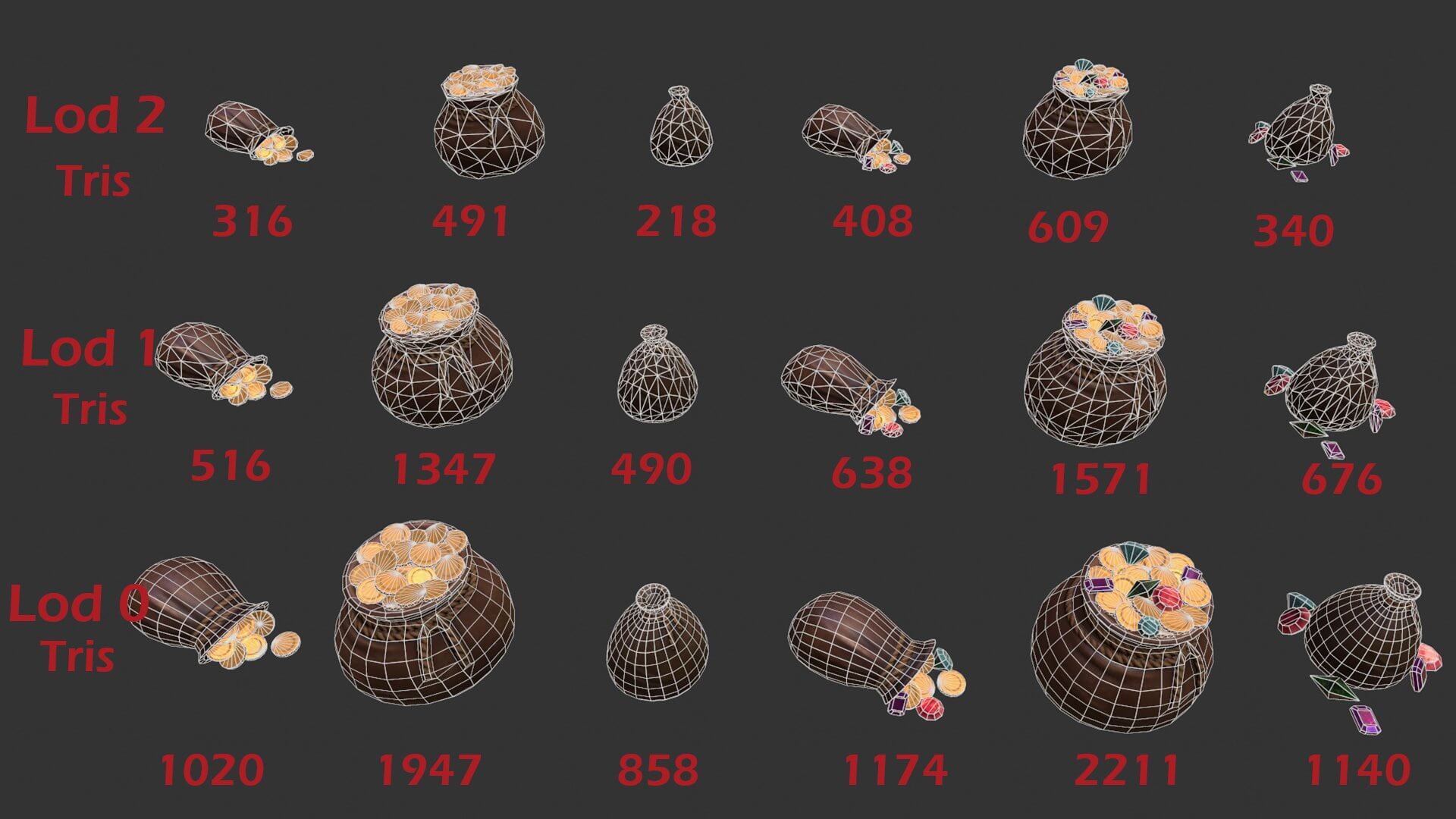 Bag of Coins - 3D Model by Dereza