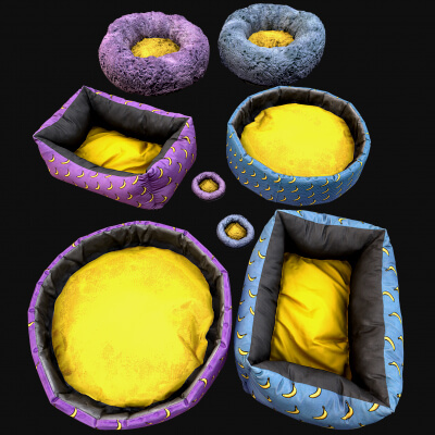 Bed for Animals: Dog, Cat, Rodent, Hamster, Rat Pet Set - 3D Model by ...