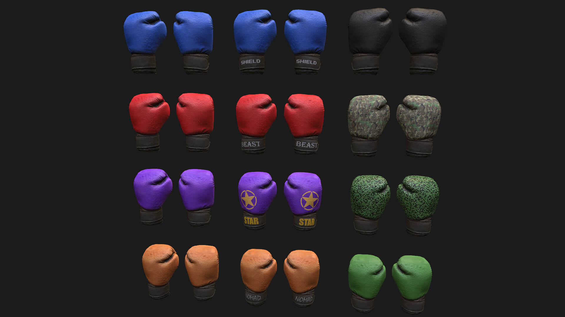 Boxing Gloves Pack - 3D Model by Dereza