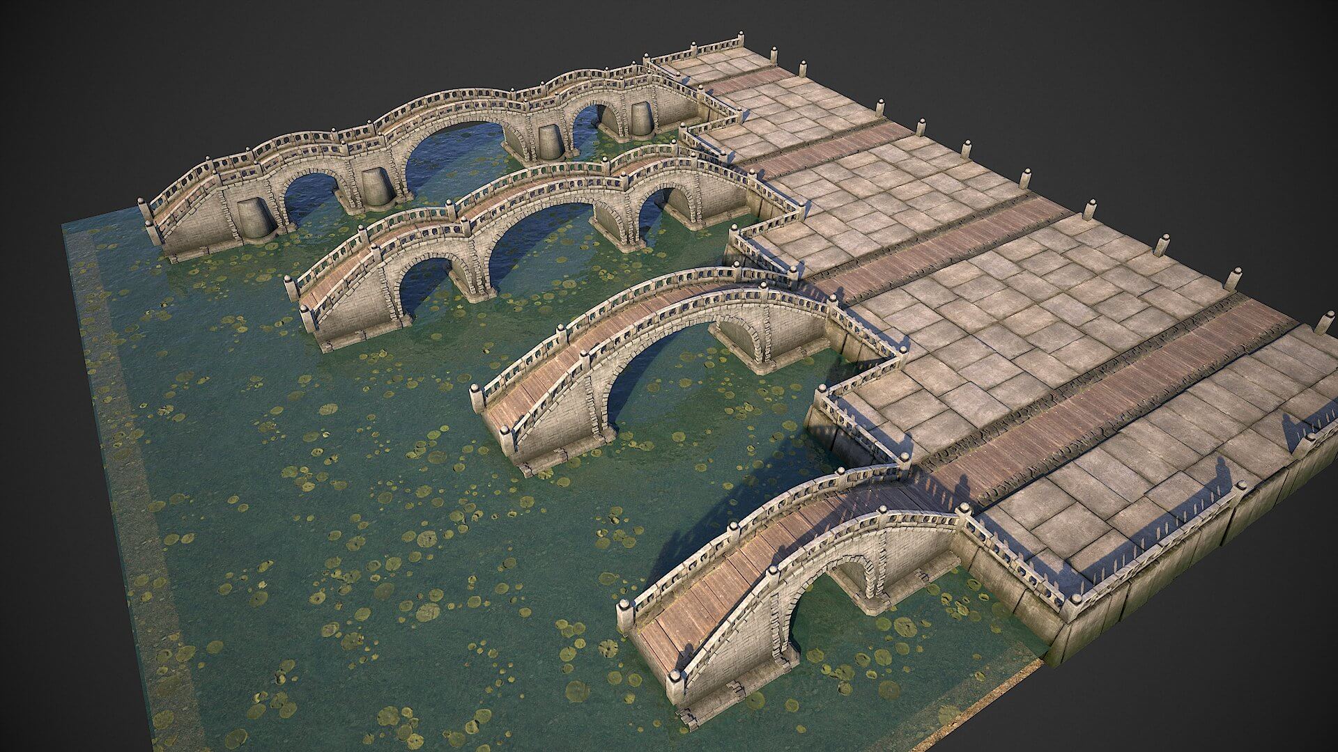 Bridges and Modular Embankment Pack - 3D Model by Dereza