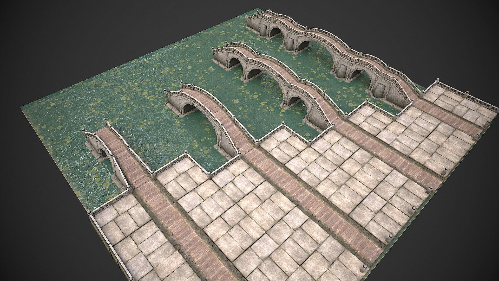 Bridges and Modular Embankment Pack - 3D Model by Dereza