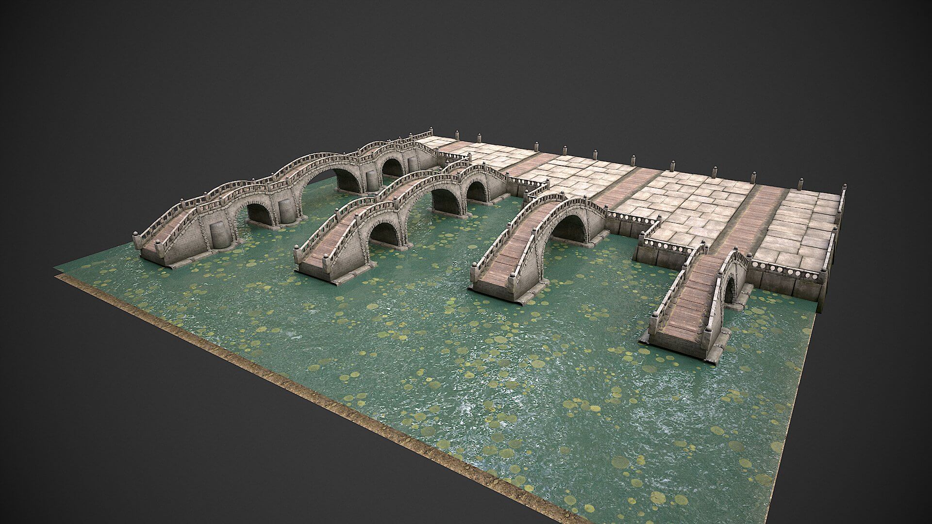 Bridges and Modular Embankment Pack - 3D Model by Dereza