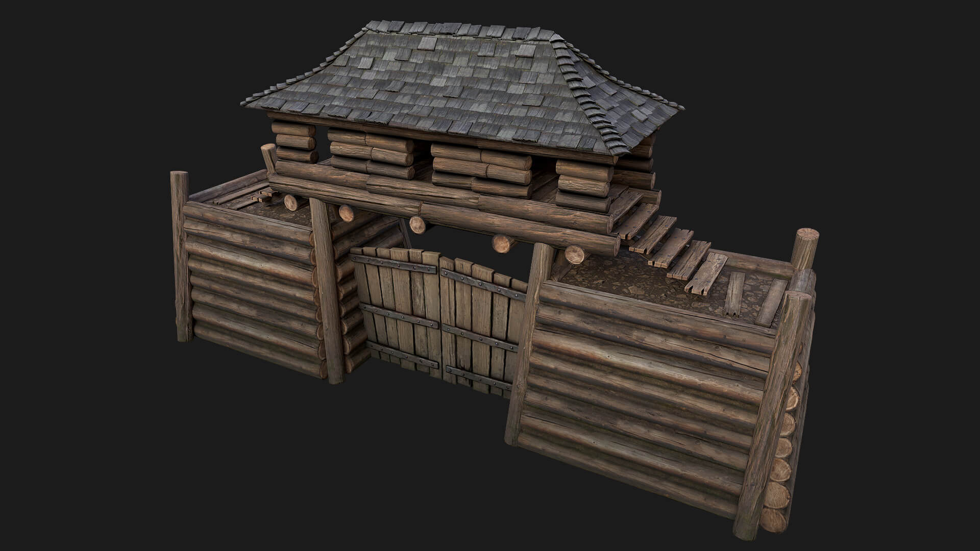 Castle Gate Chinese Japanese - 3D Model by Dereza