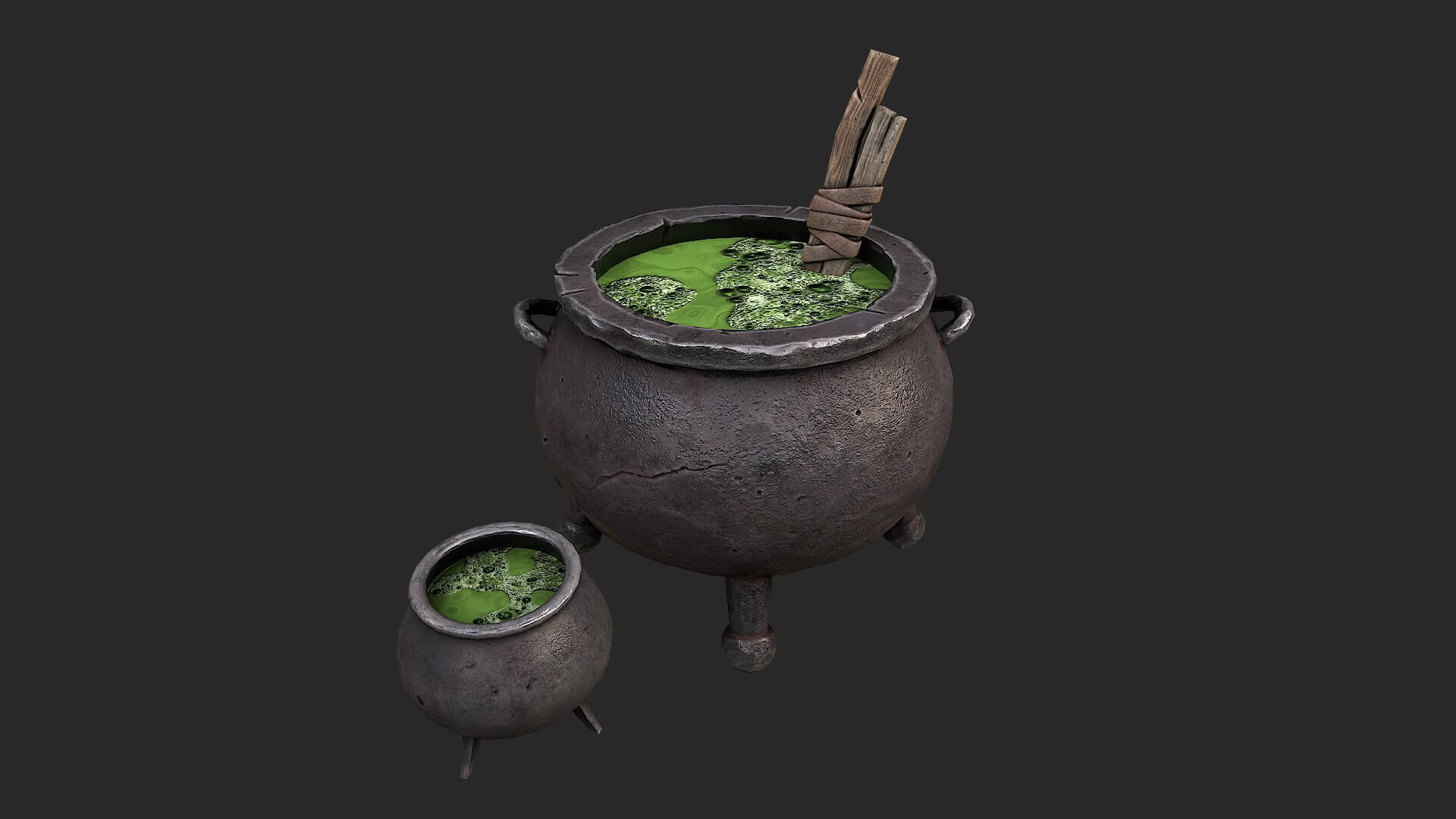 Cauldron Set - 3D Model by Dereza