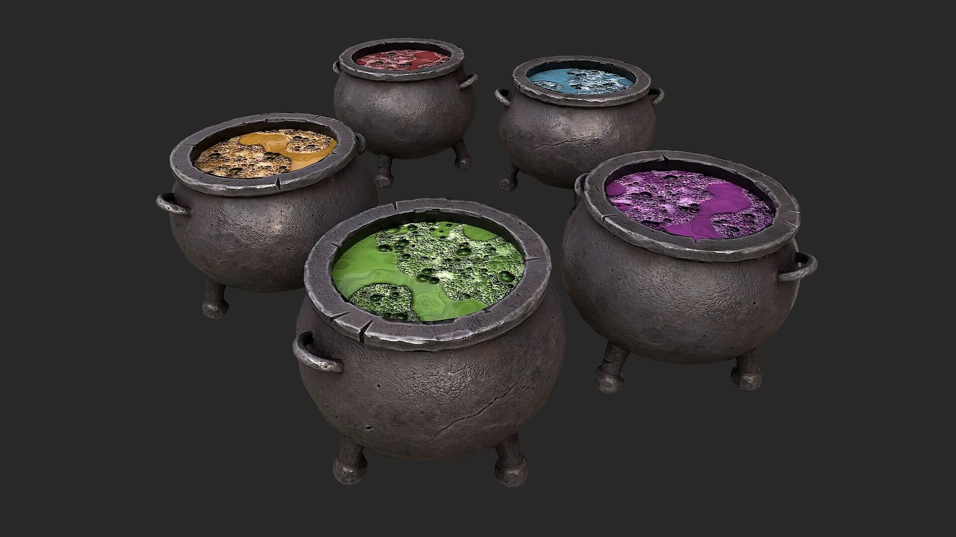 Cauldron Set - 3D Model by Dereza