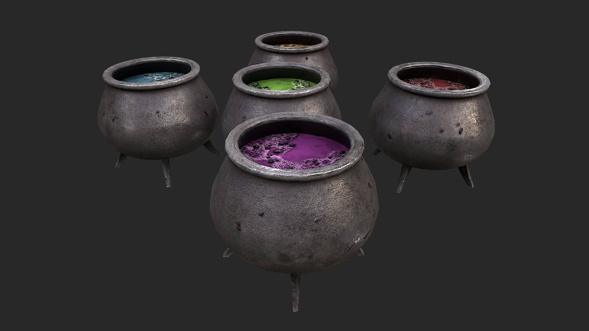 Cauldron Set - 3D Model by Dereza