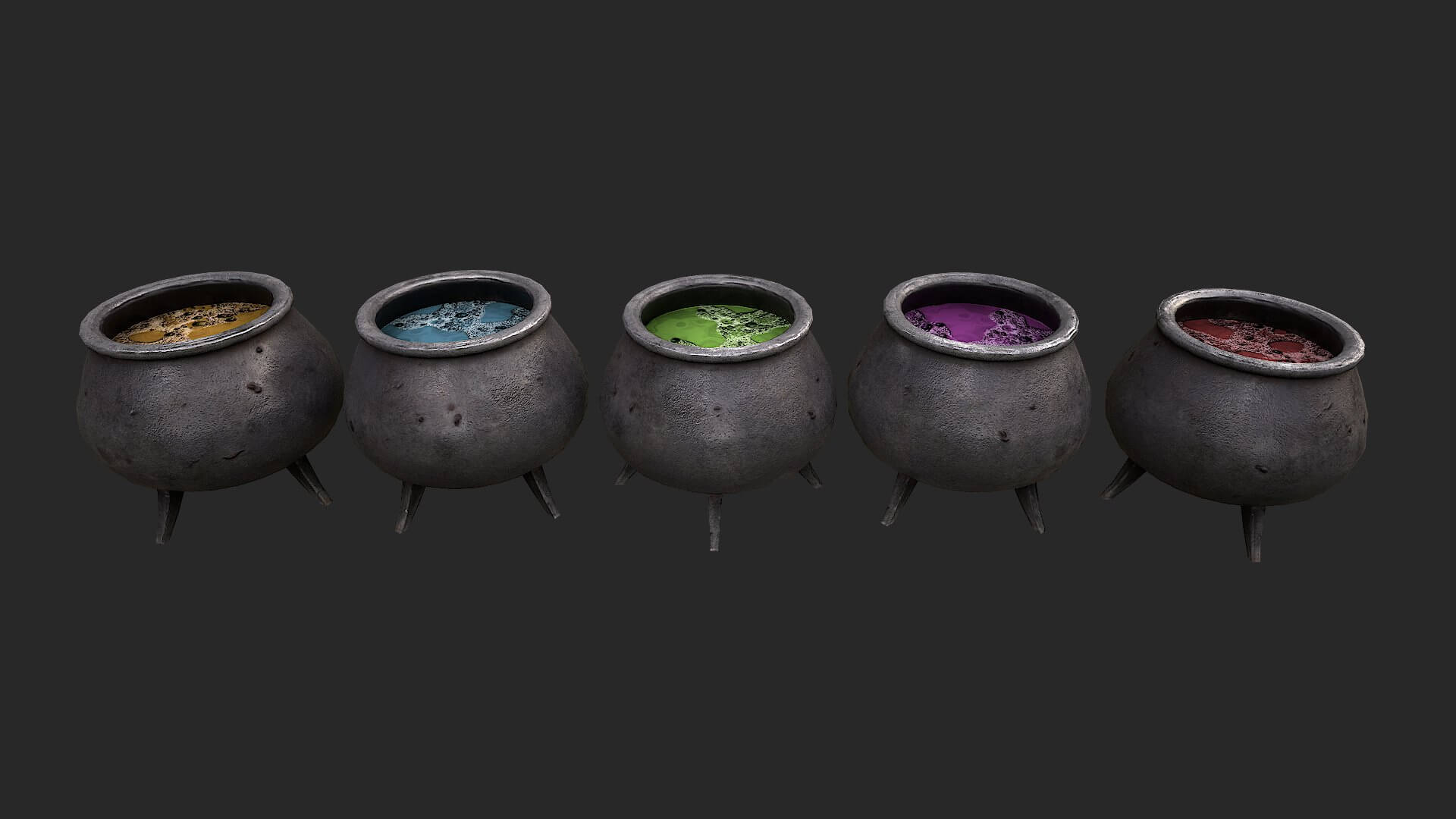 Cauldron Set - 3D Model by Dereza