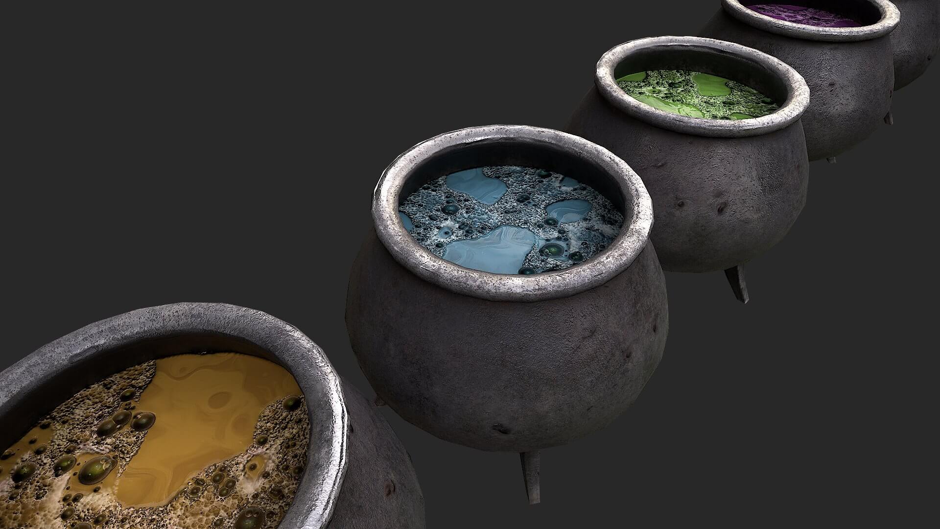 Cauldron Set - 3D Model by Dereza