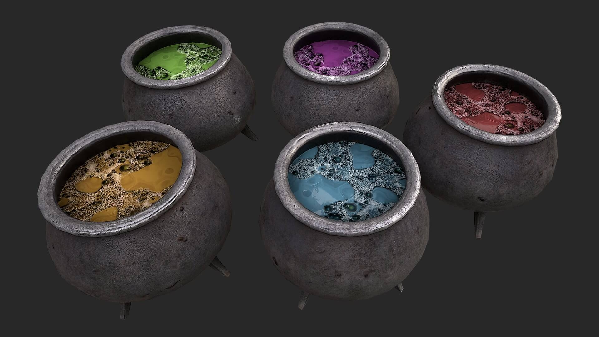 Cauldron Set - 3D Model by Dereza