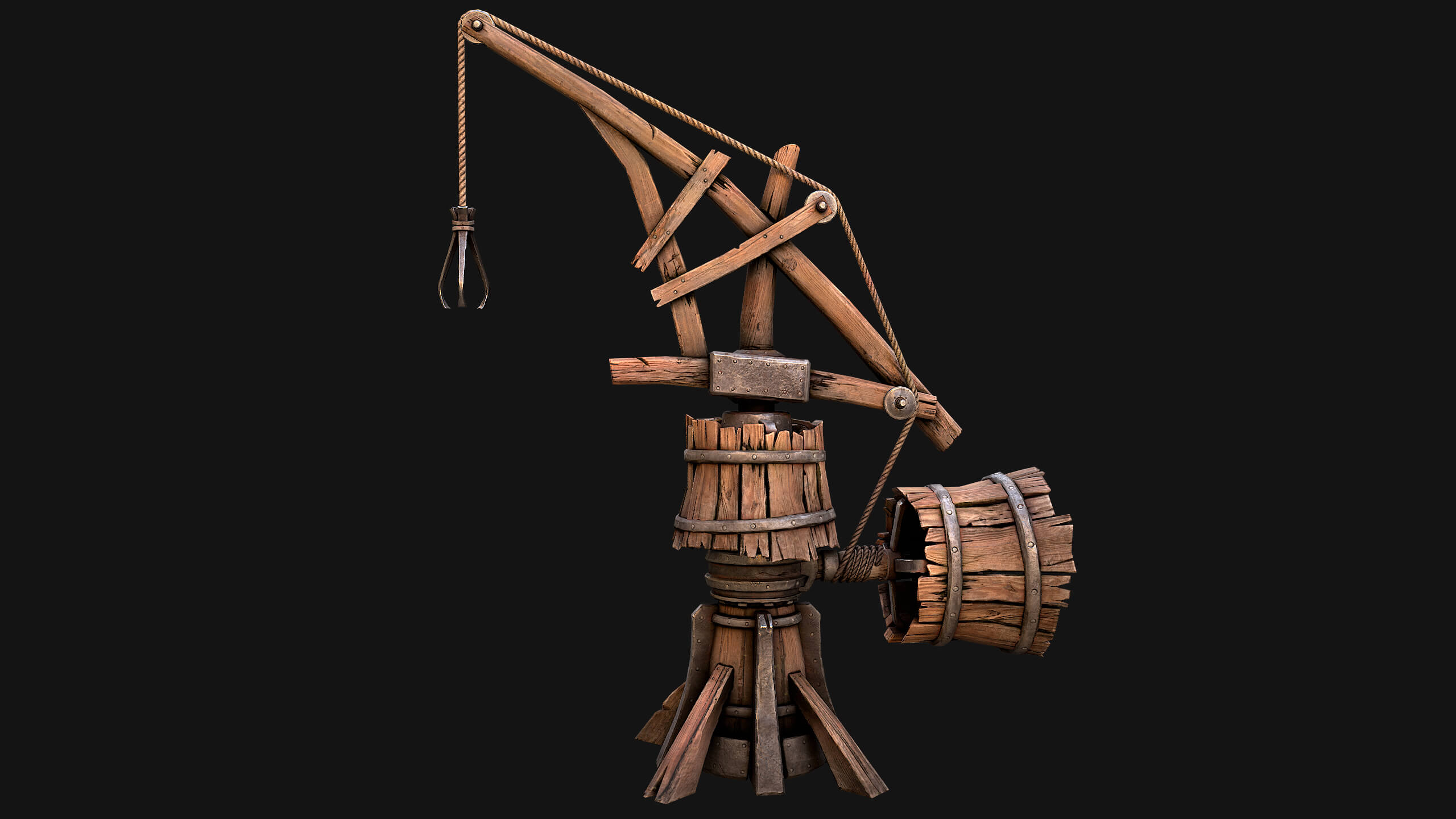 Construction Crane Medieval Quarry - 3D Model by Dereza