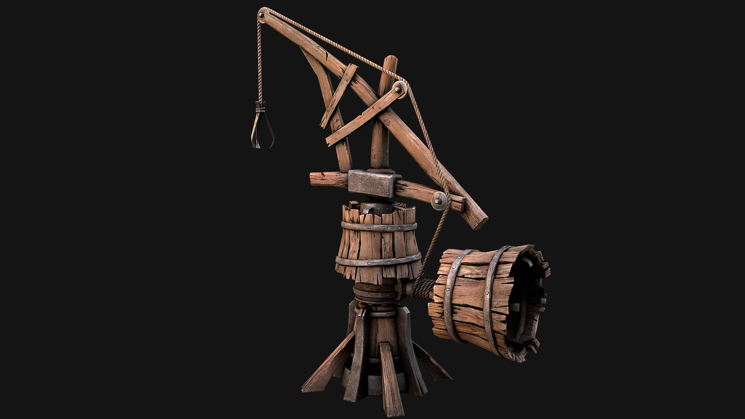 Construction Crane Medieval Quarry - 3D Model by Dereza