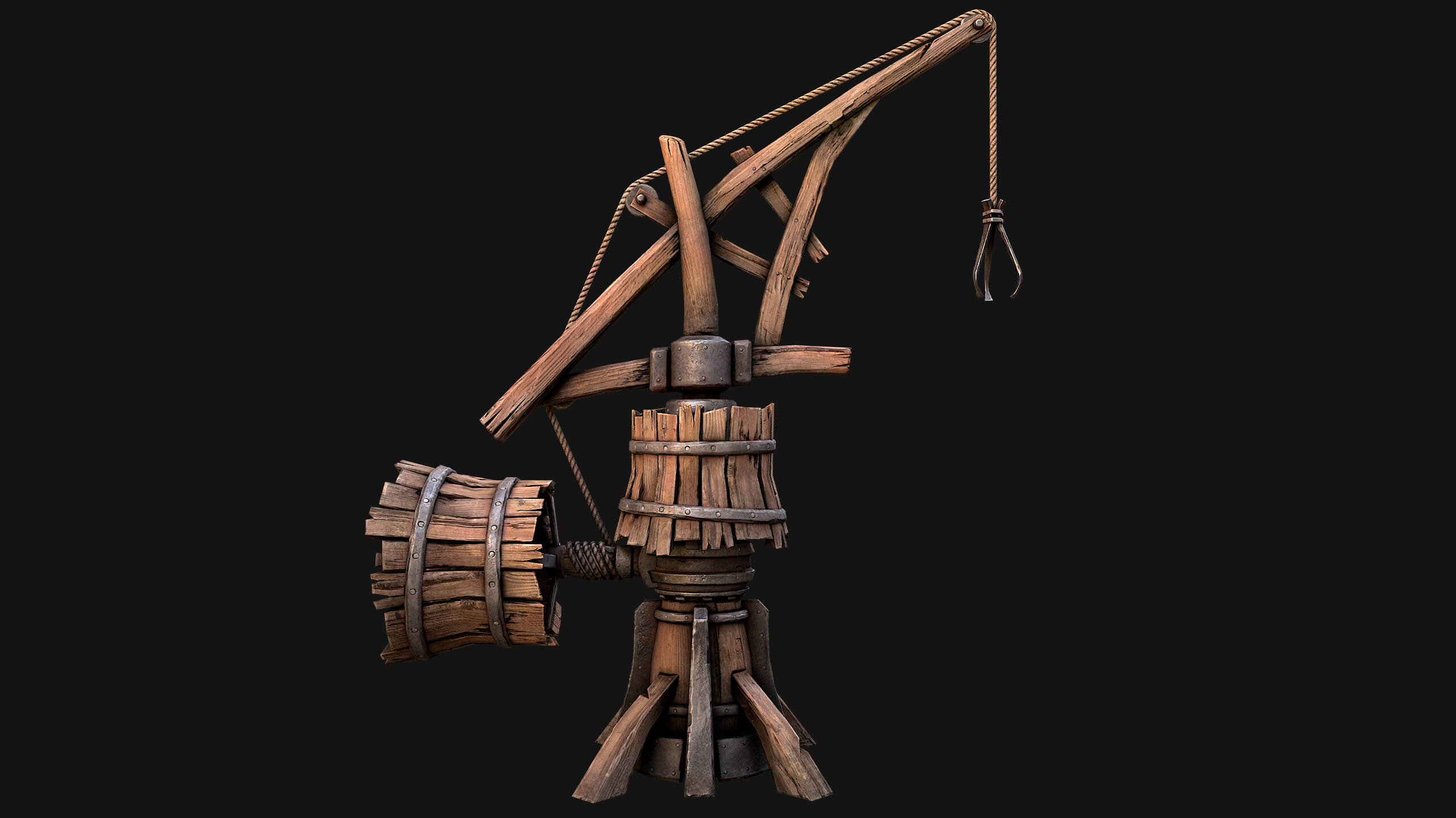 Construction Crane Medieval Quarry - 3D Model by Dereza