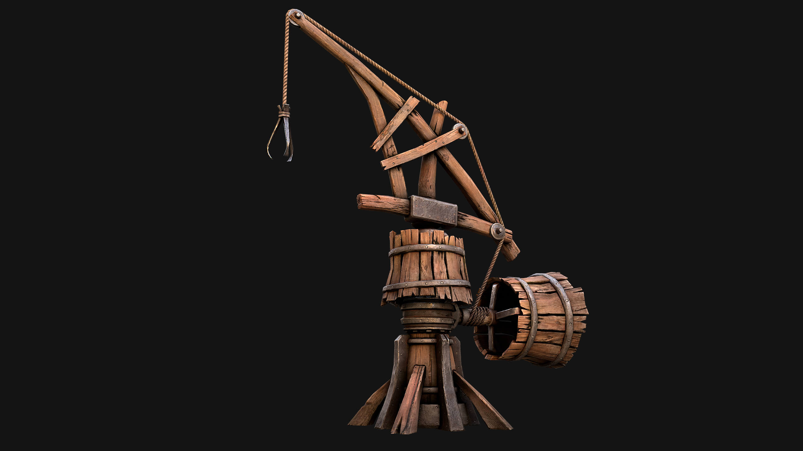 Construction Crane Medieval Quarry - 3D Model by Dereza