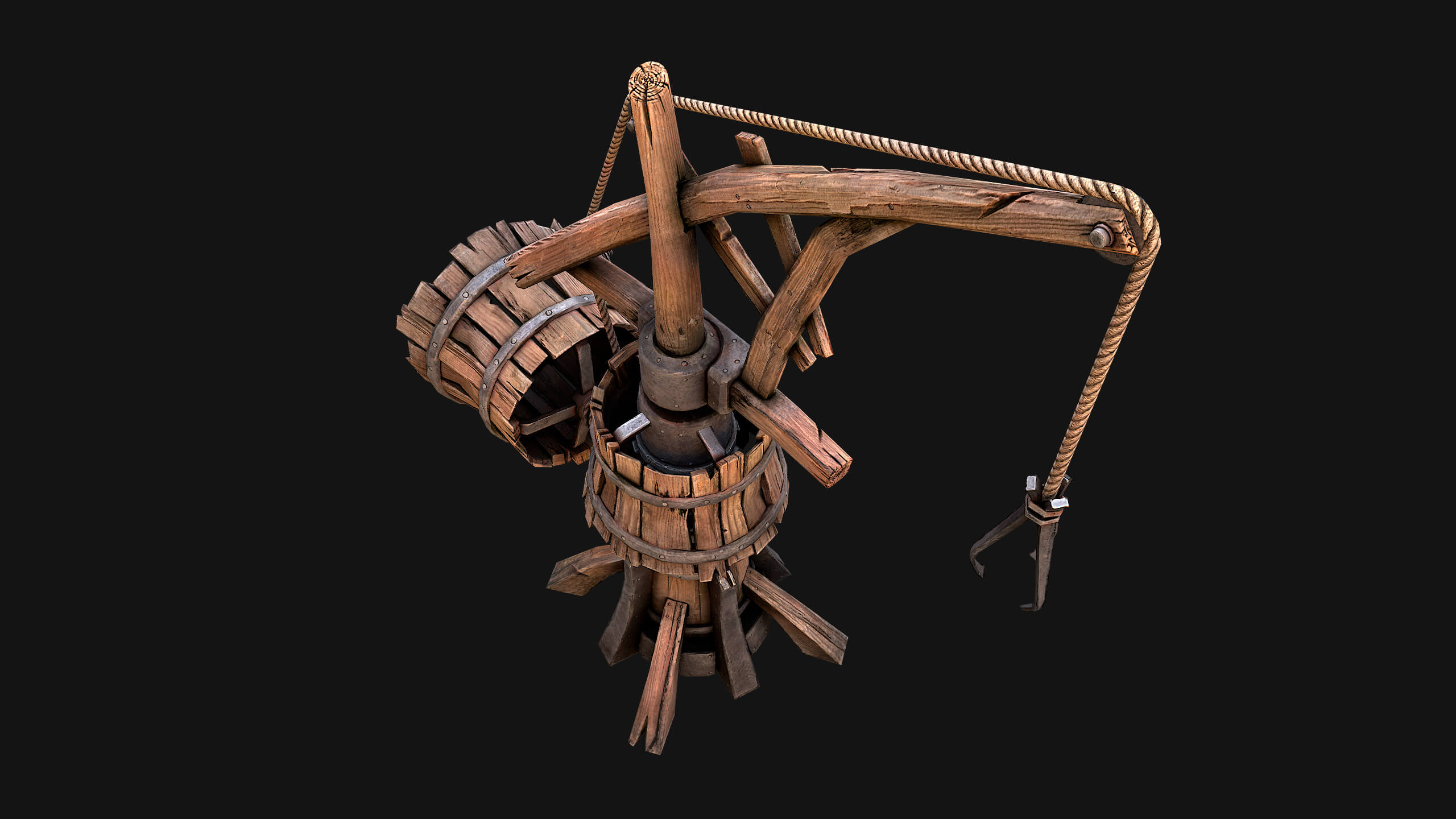 Construction Crane Medieval Quarry - 3D Model by Dereza
