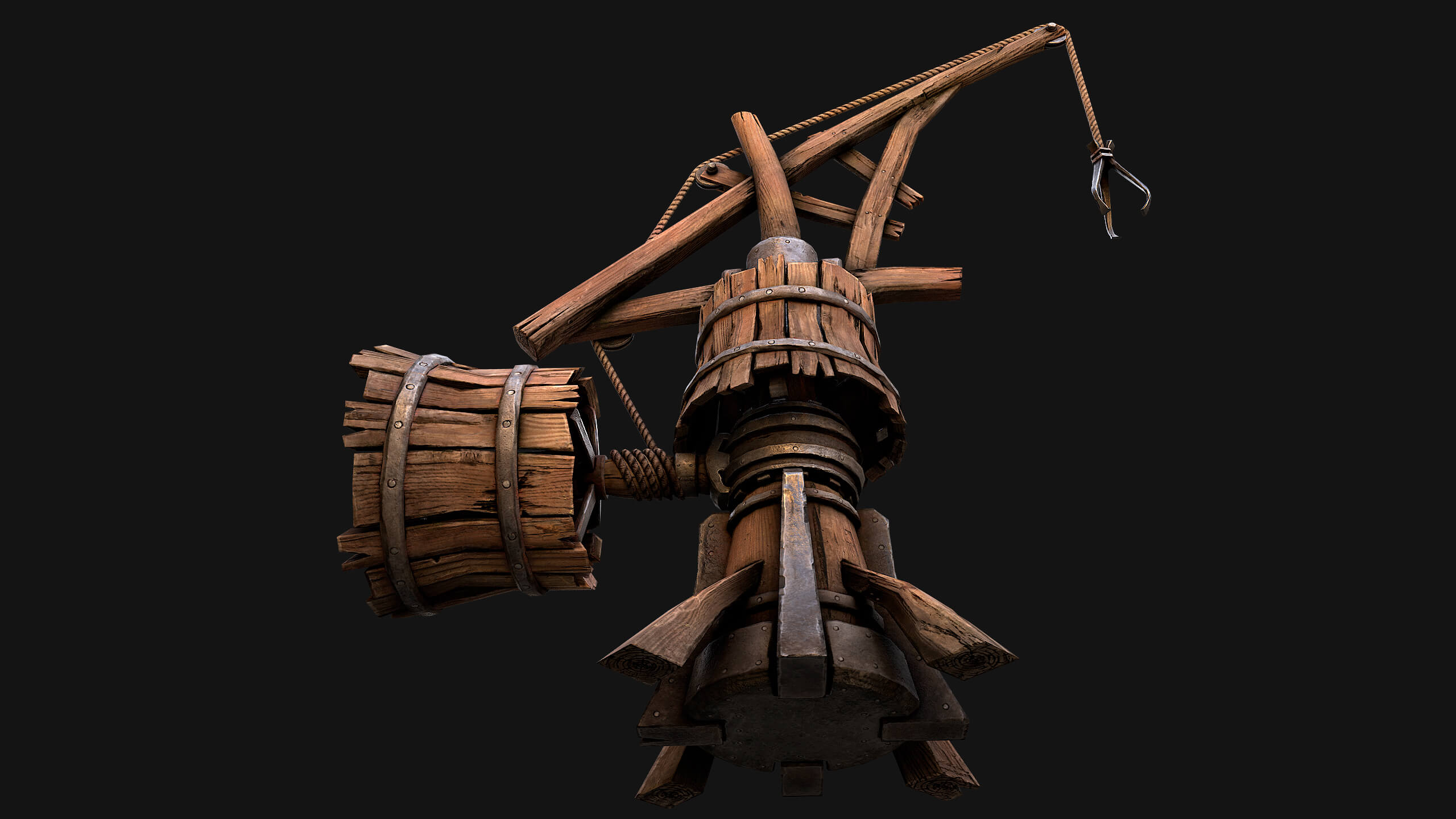 Construction Crane Medieval Quarry - 3D Model by Dereza