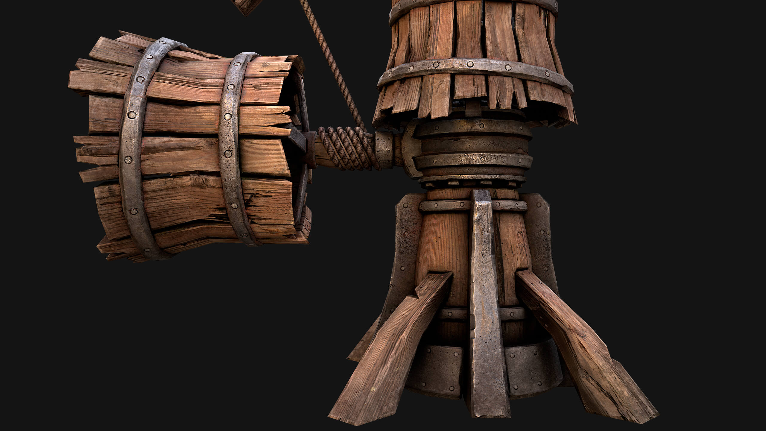 Construction Crane Medieval Quarry - 3D Model by Dereza