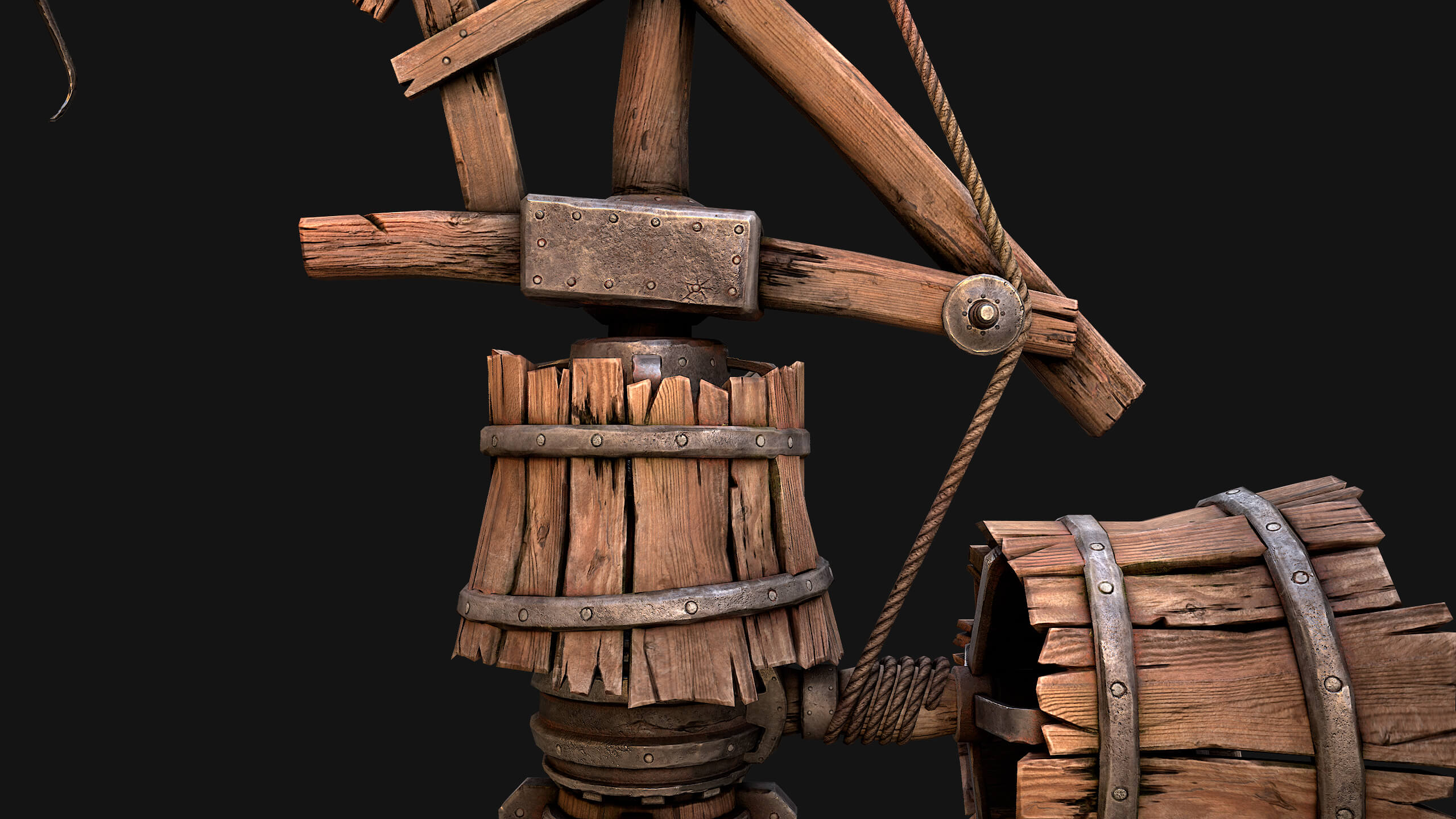 Construction Crane Medieval Quarry - 3D Model by Dereza