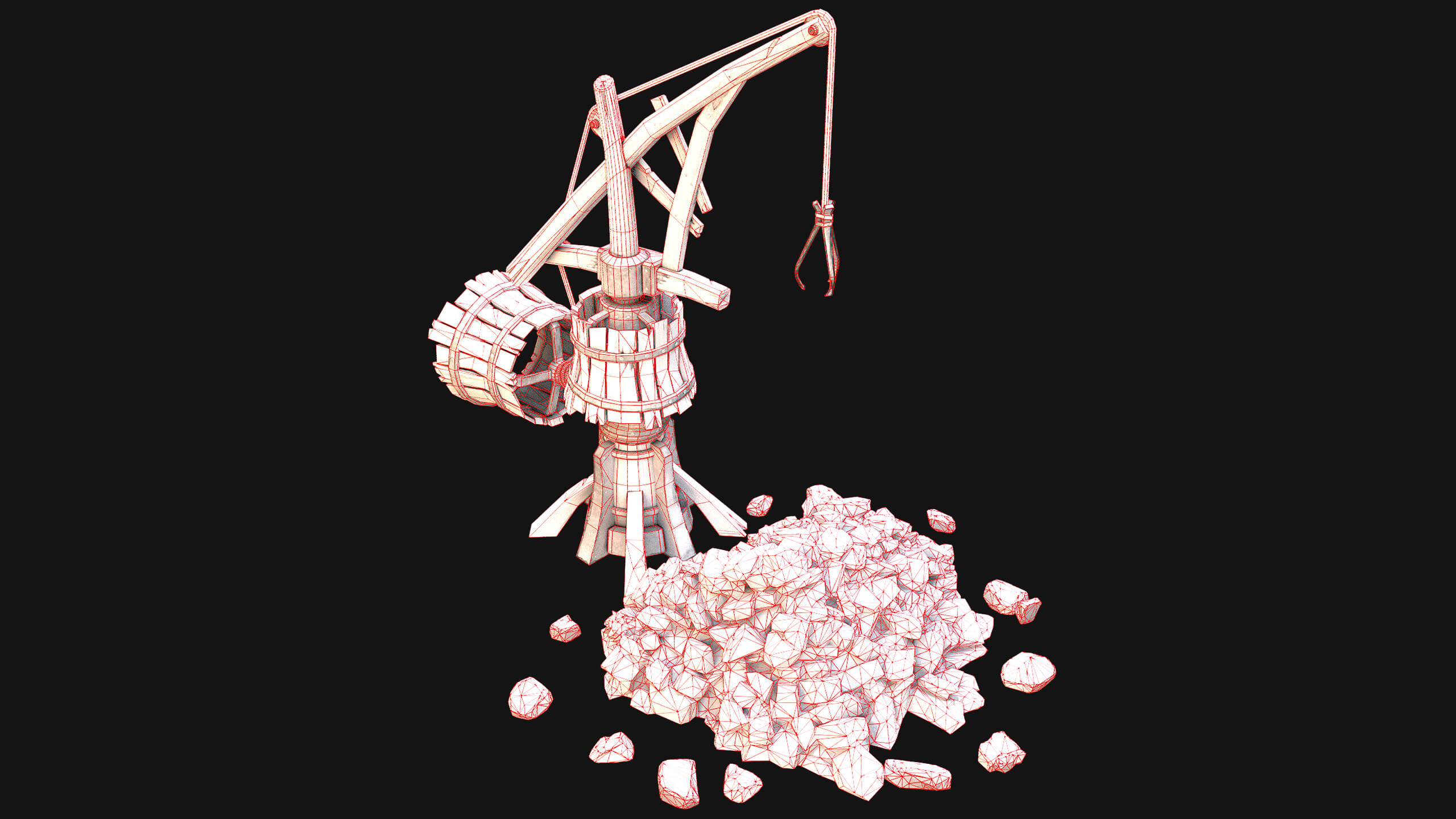 Construction Crane Medieval Quarry - 3D Model by Dereza