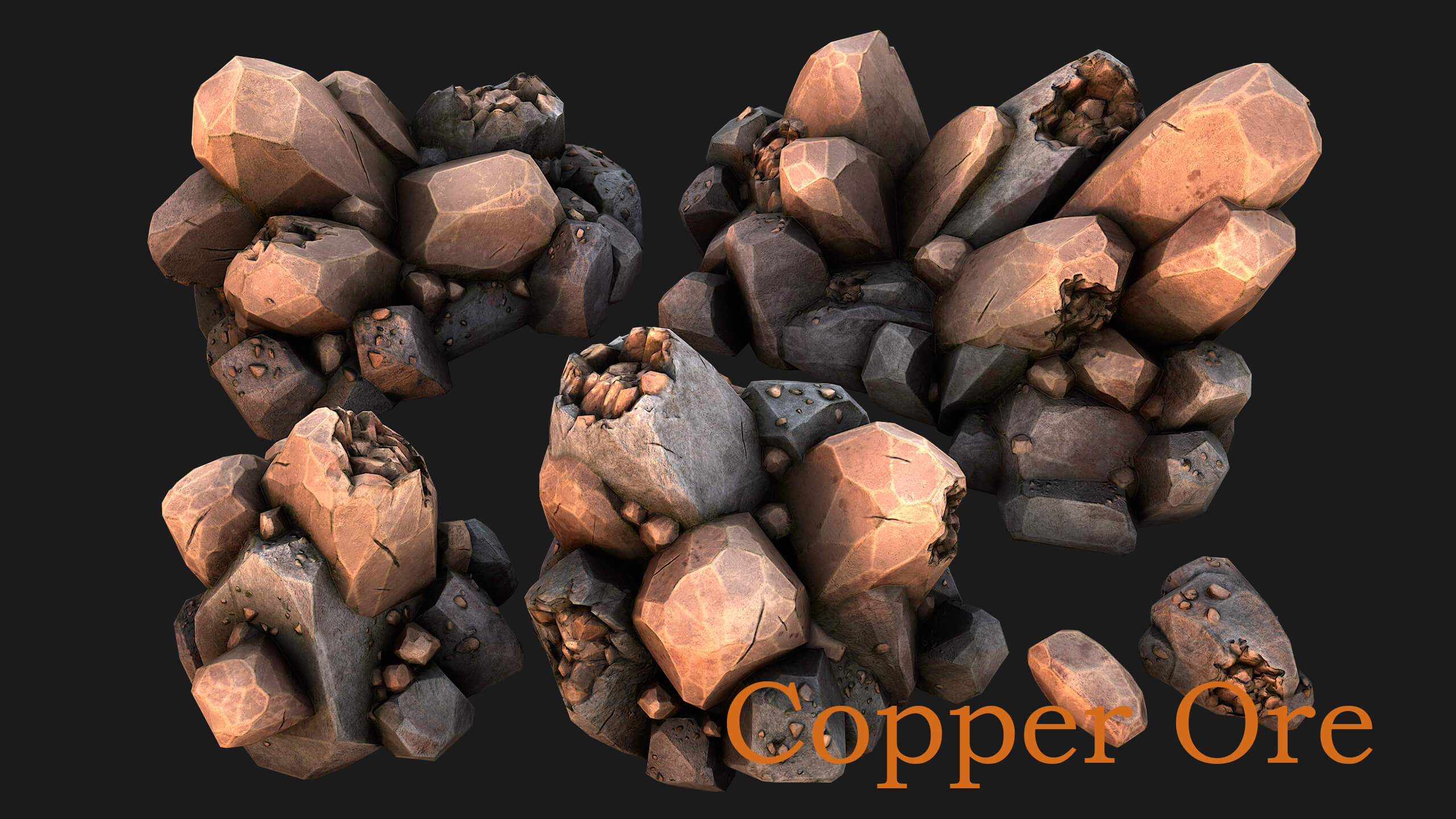 Copper Ore Metal Deposits for Mine - 3D Model by Dereza