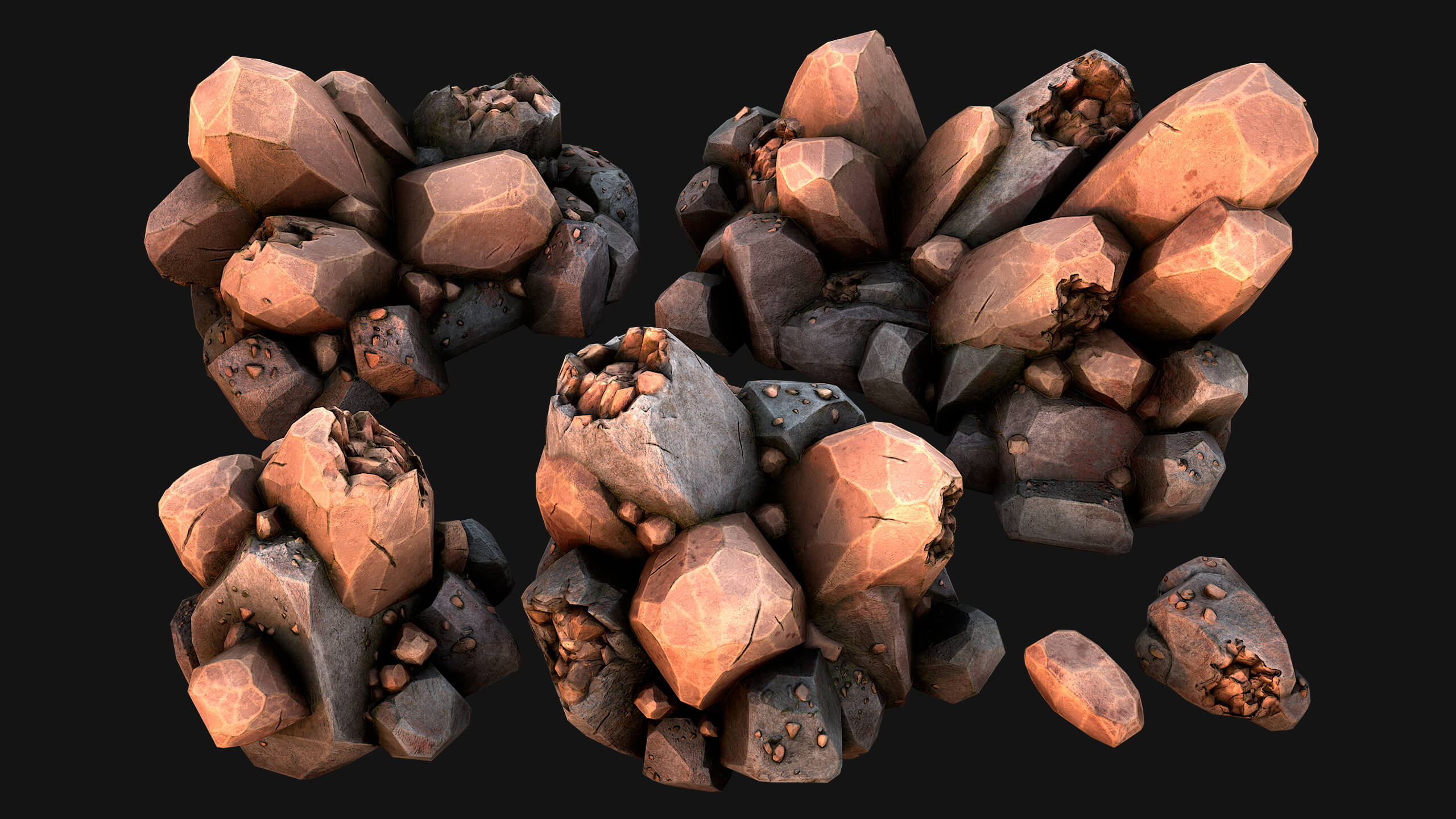 Copper Deposits Ore and Stones Resource Set - 3D Model by Dereza