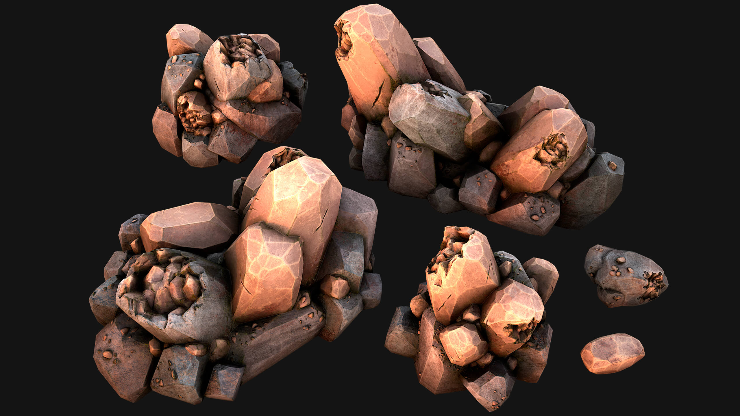 Copper Deposits Ore and Stones Resource Set - 3D Model by Dereza