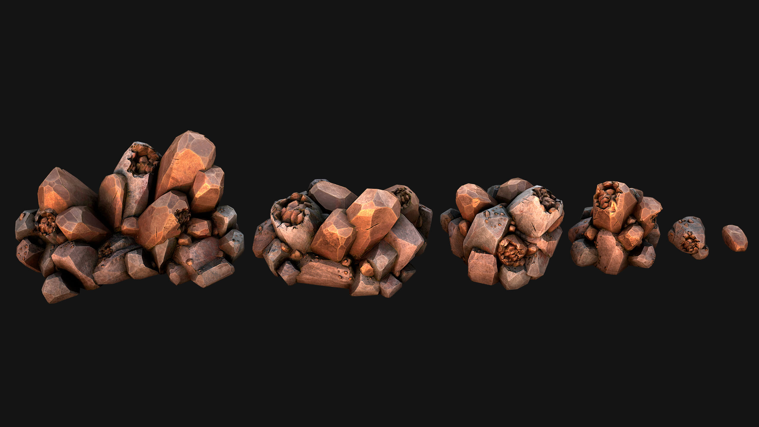 Copper Deposits Ore and Stones Resource Set - 3D Model by Dereza