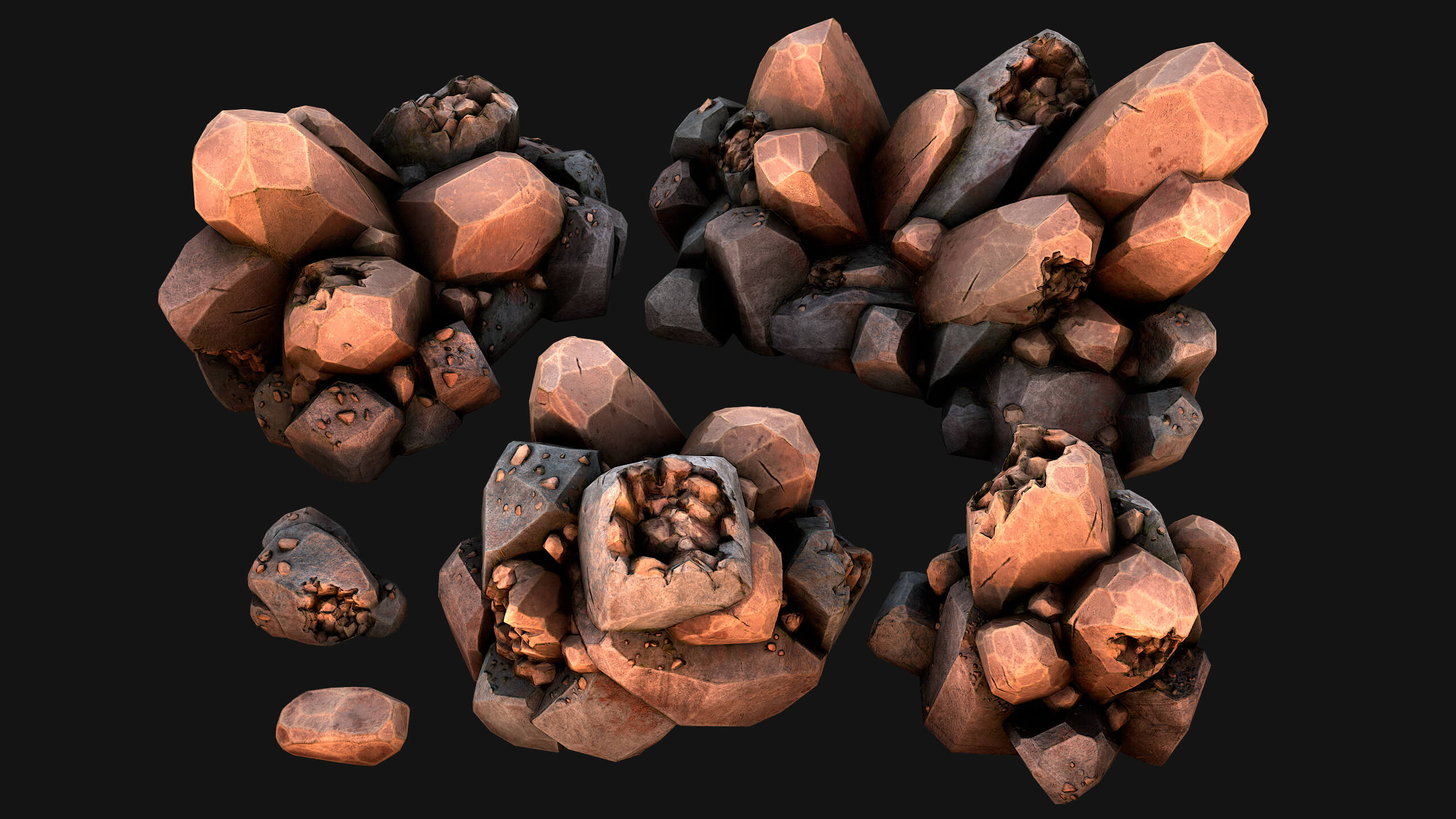 Copper Deposits Ore and Stones Resource Set - 3D Model by Dereza