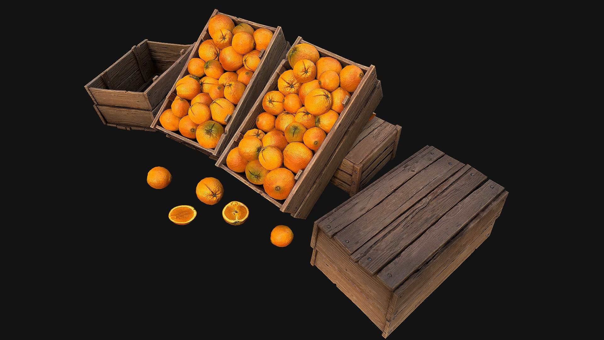 Crate Oranges Box - 3D Model by Dereza