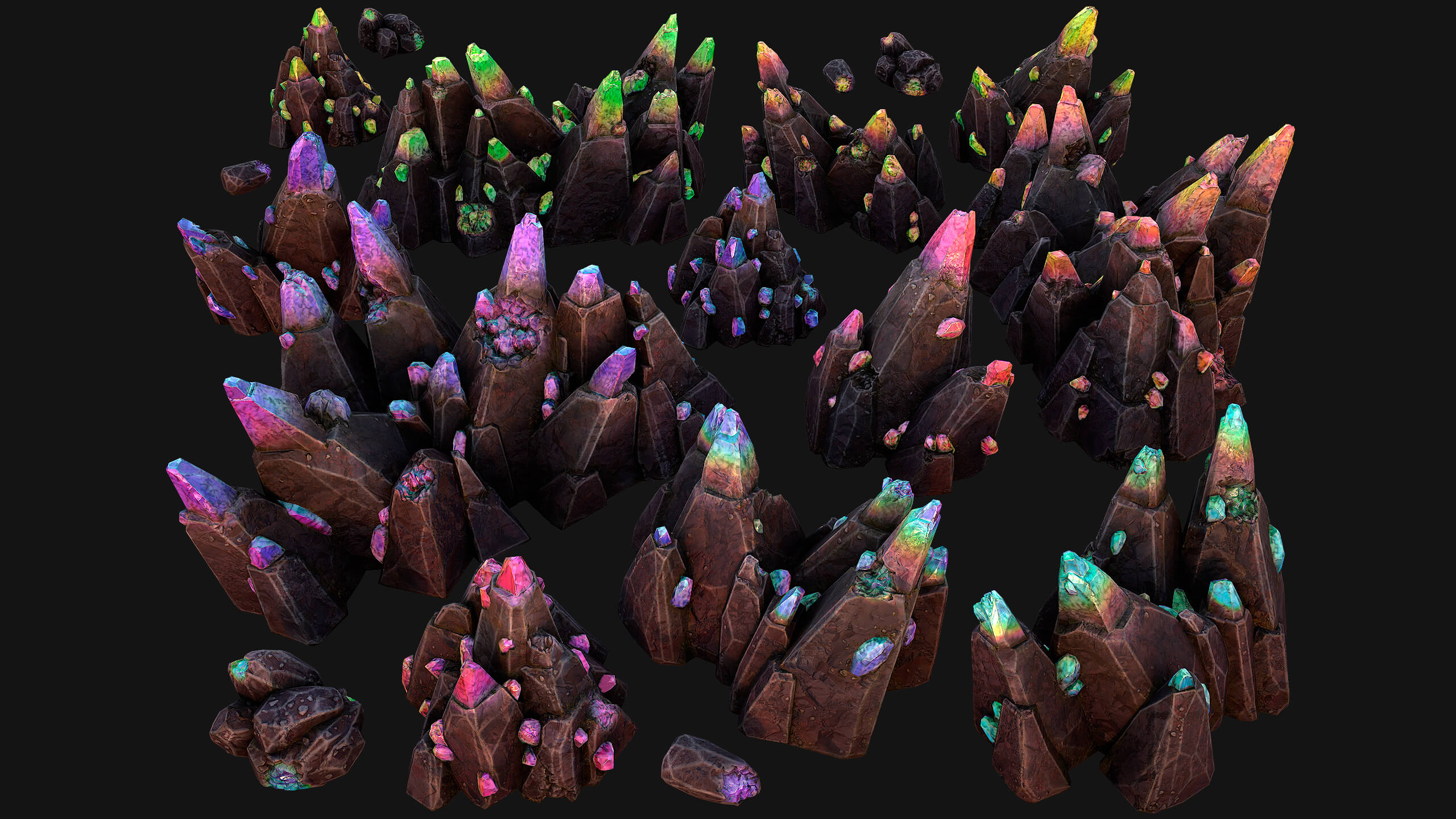 Crystals Gems Ore .Mine and Caves Dungeons Resource Pack - 3D Model by Dereza