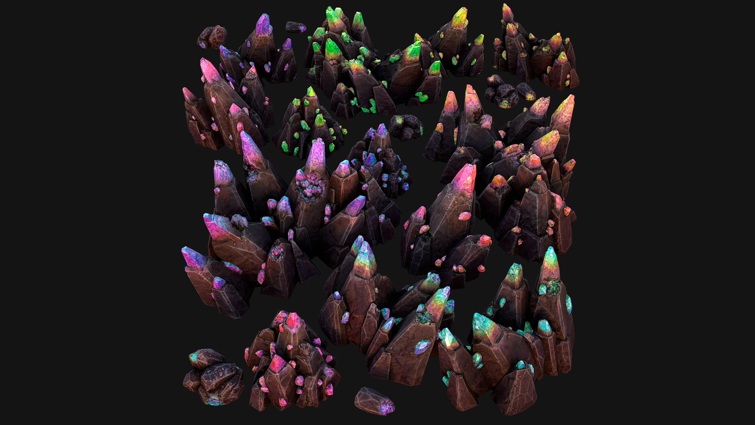 Crystals Gems Ore .Mine and Caves Dungeons Resource Pack - 3D Model by ...