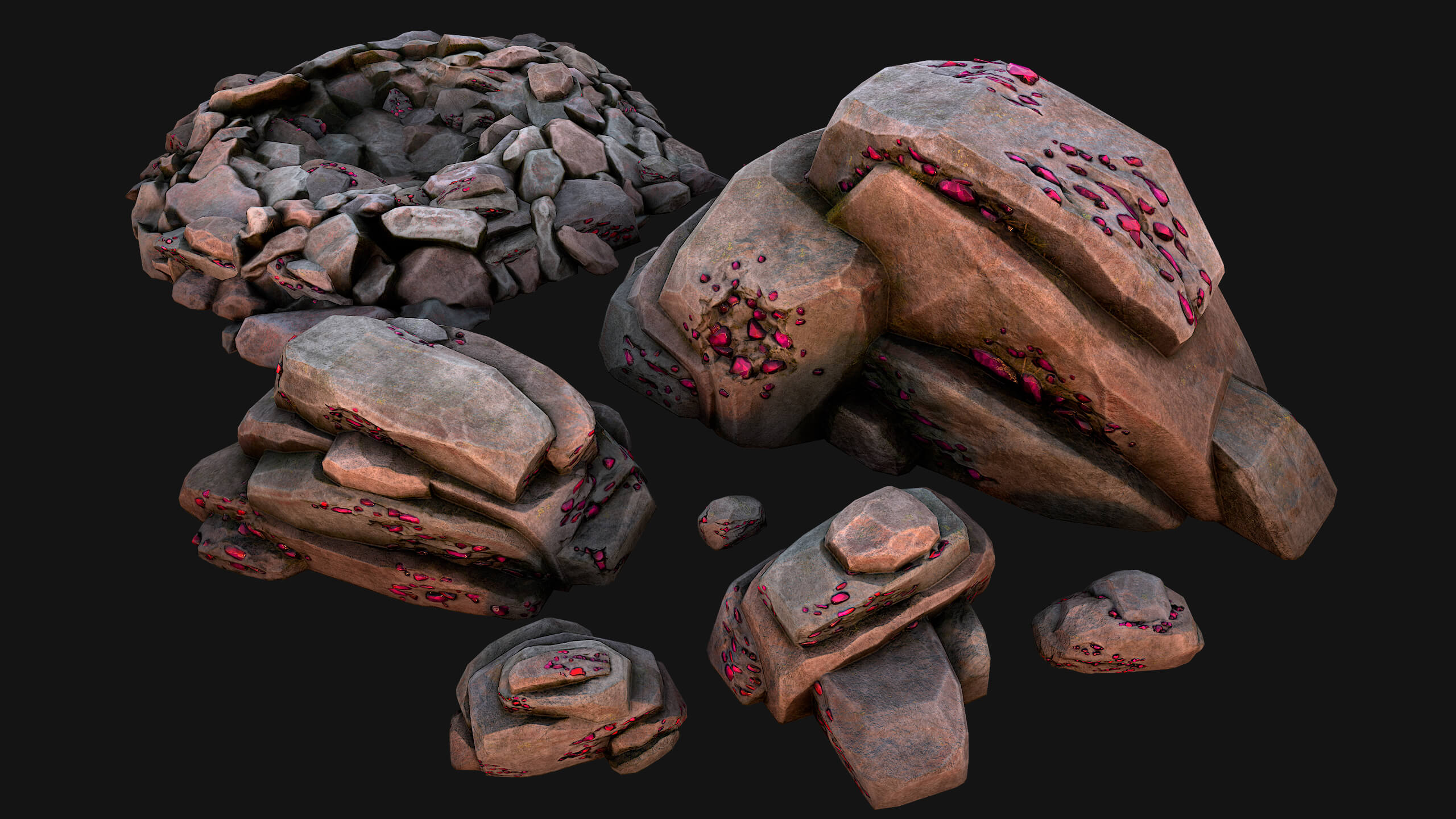 Crystals Gems Ore .Mine and Caves Dungeons Resource Pack - 3D Model by Dereza