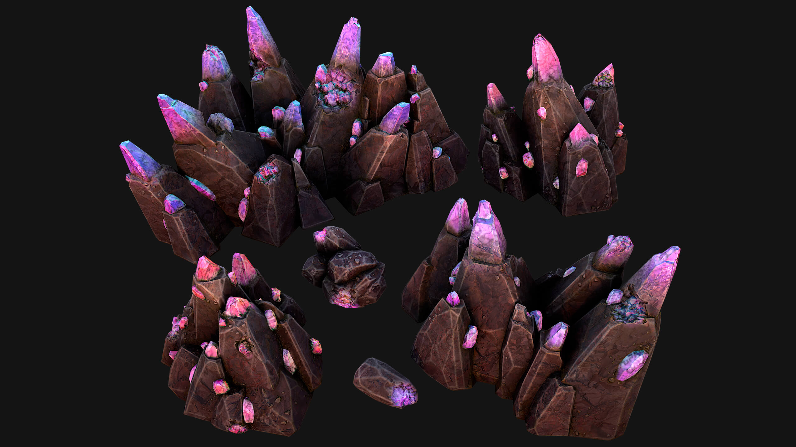 Crystal Obsidian Rocks Mineral - 3D Model by Dereza