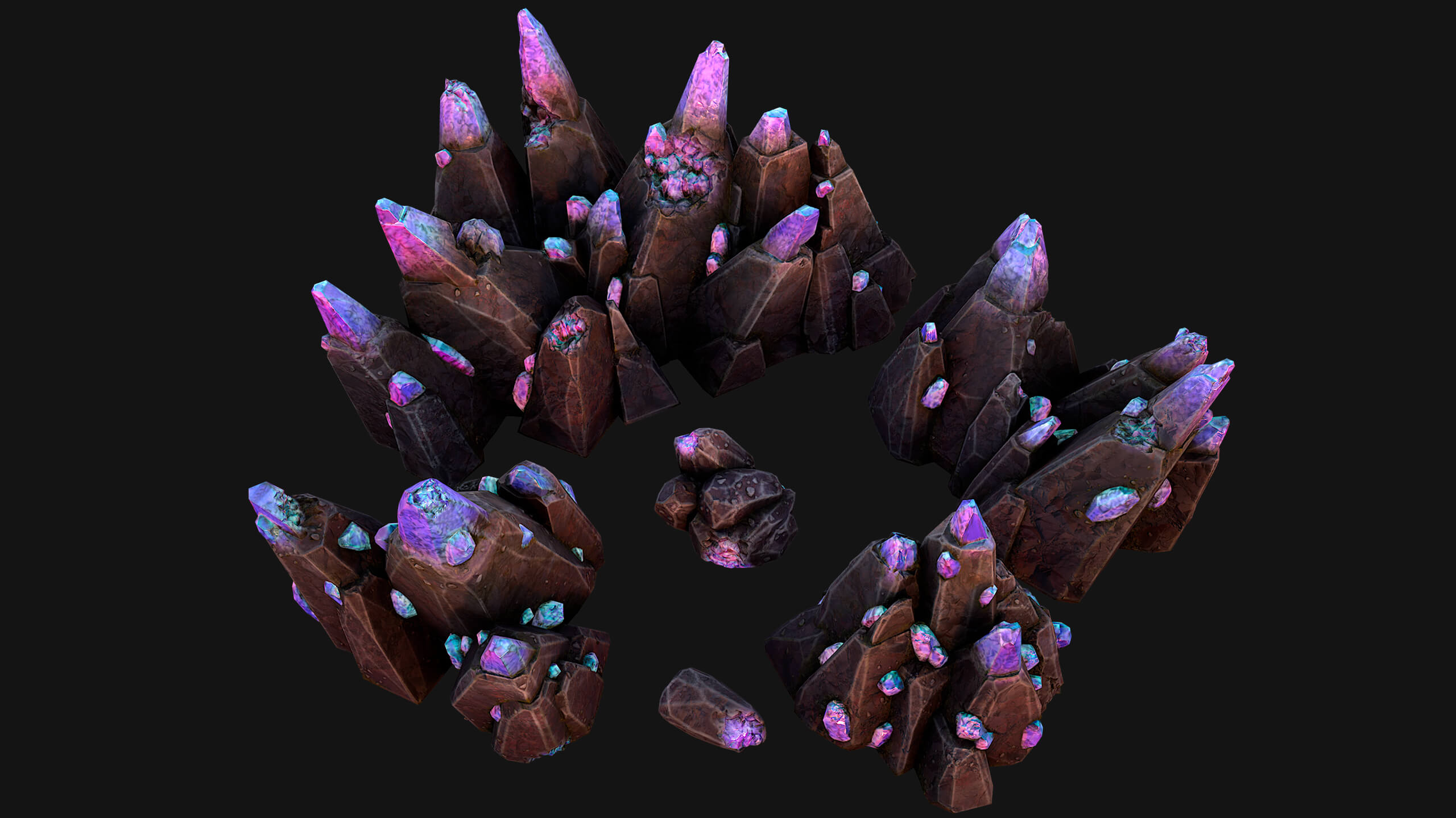 Crystal Obsidian Rocks Mineral - 3D Model by Dereza