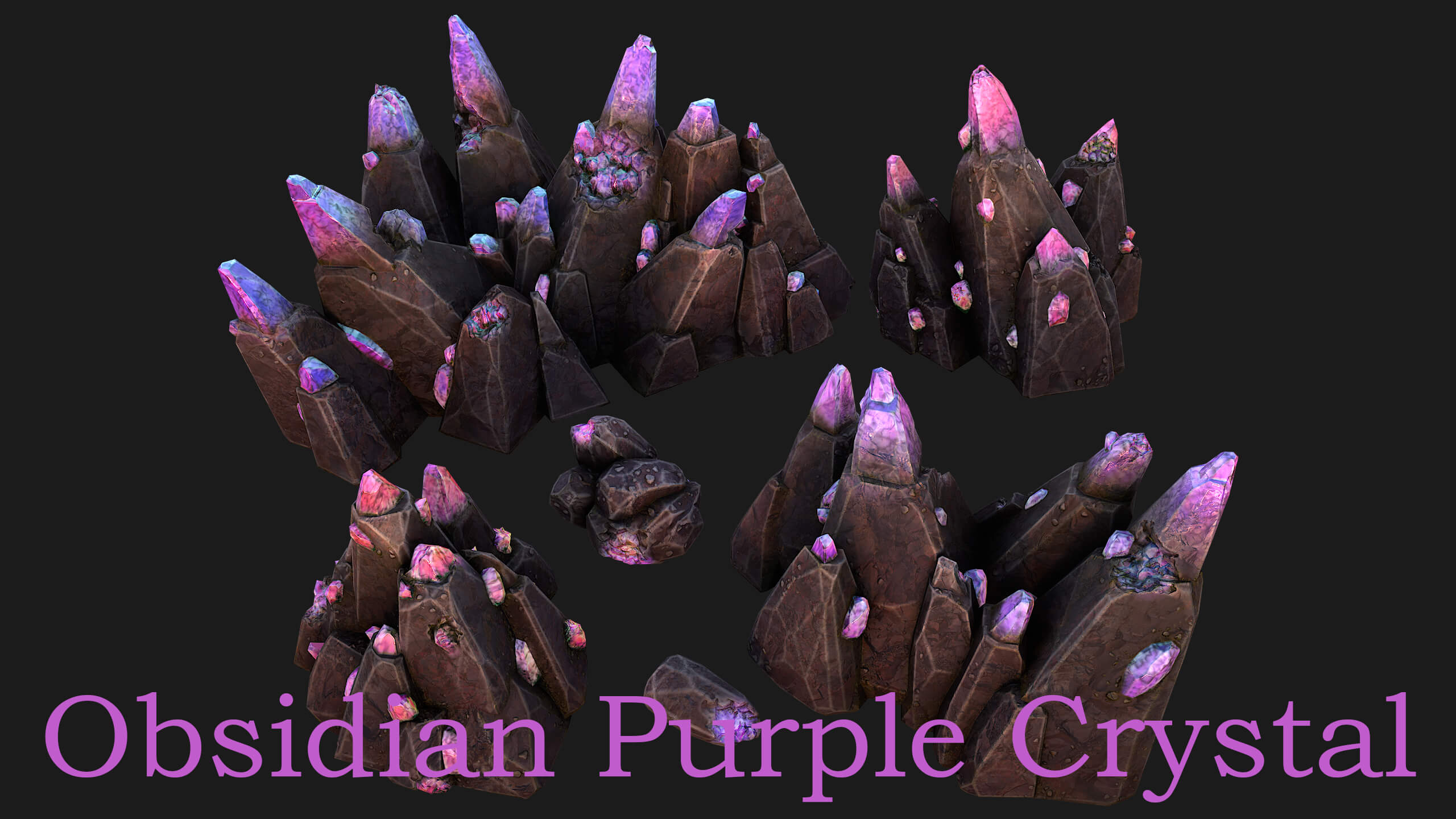 Crystal Obsidian Rocks Mineral - 3D Model by Dereza