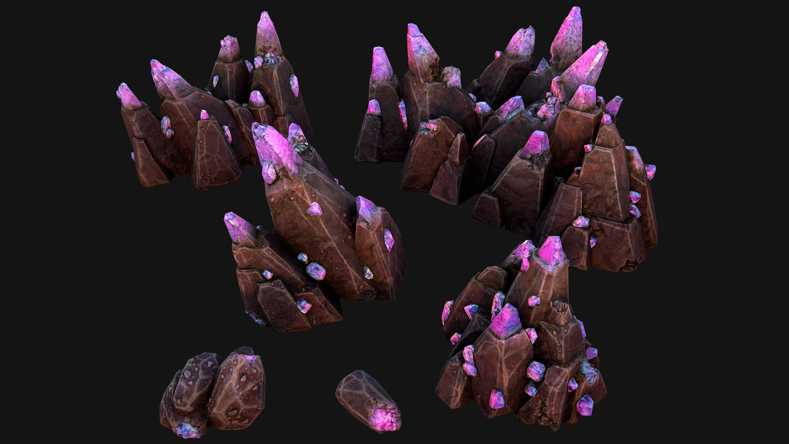 Crystal Obsidian Rocks Mineral - 3D Model by Dereza