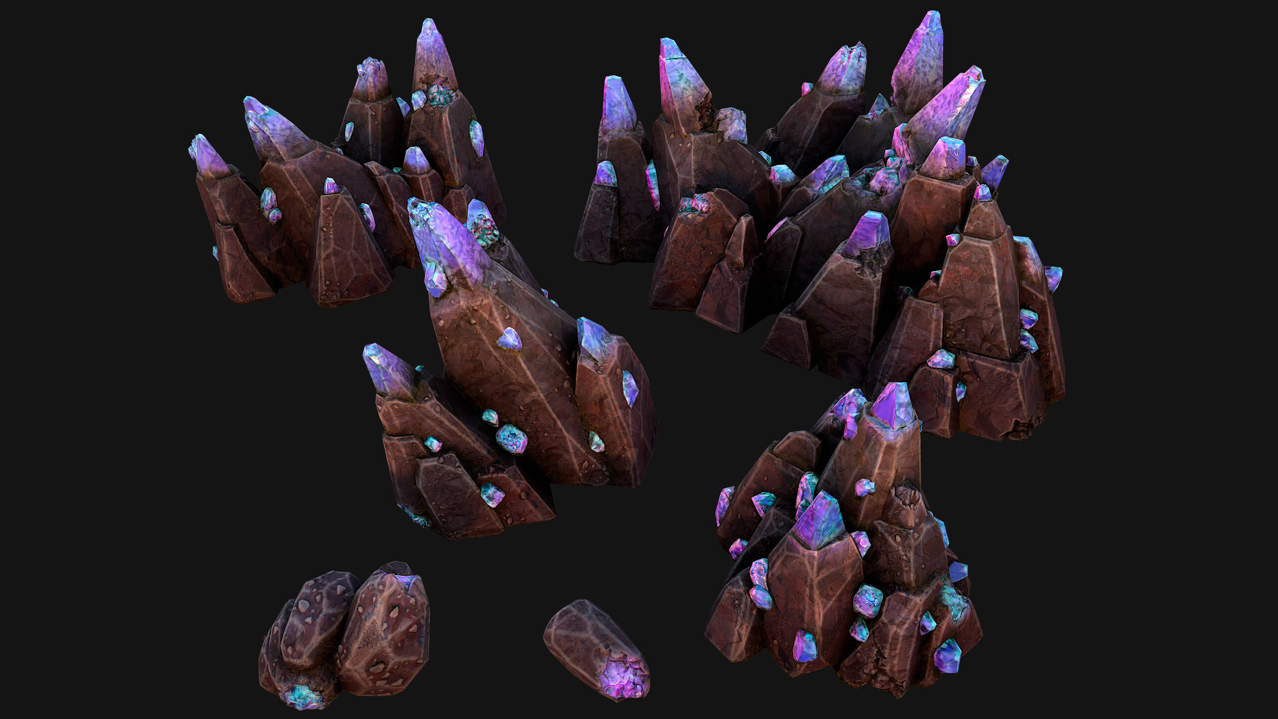 Crystal Obsidian Rocks Mineral - 3D Model by Dereza