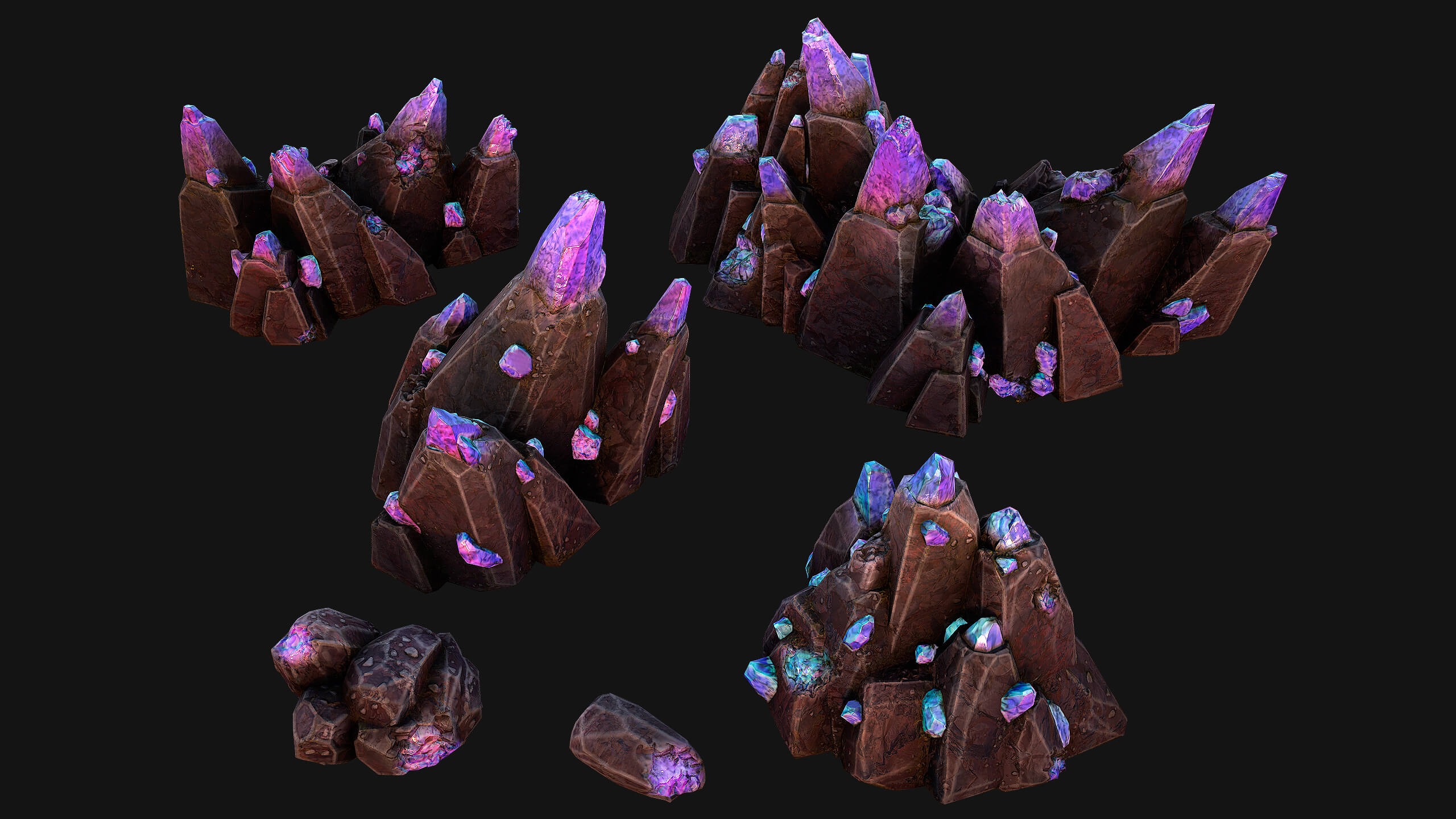 Crystal Obsidian Rocks Mineral - 3D Model by Dereza