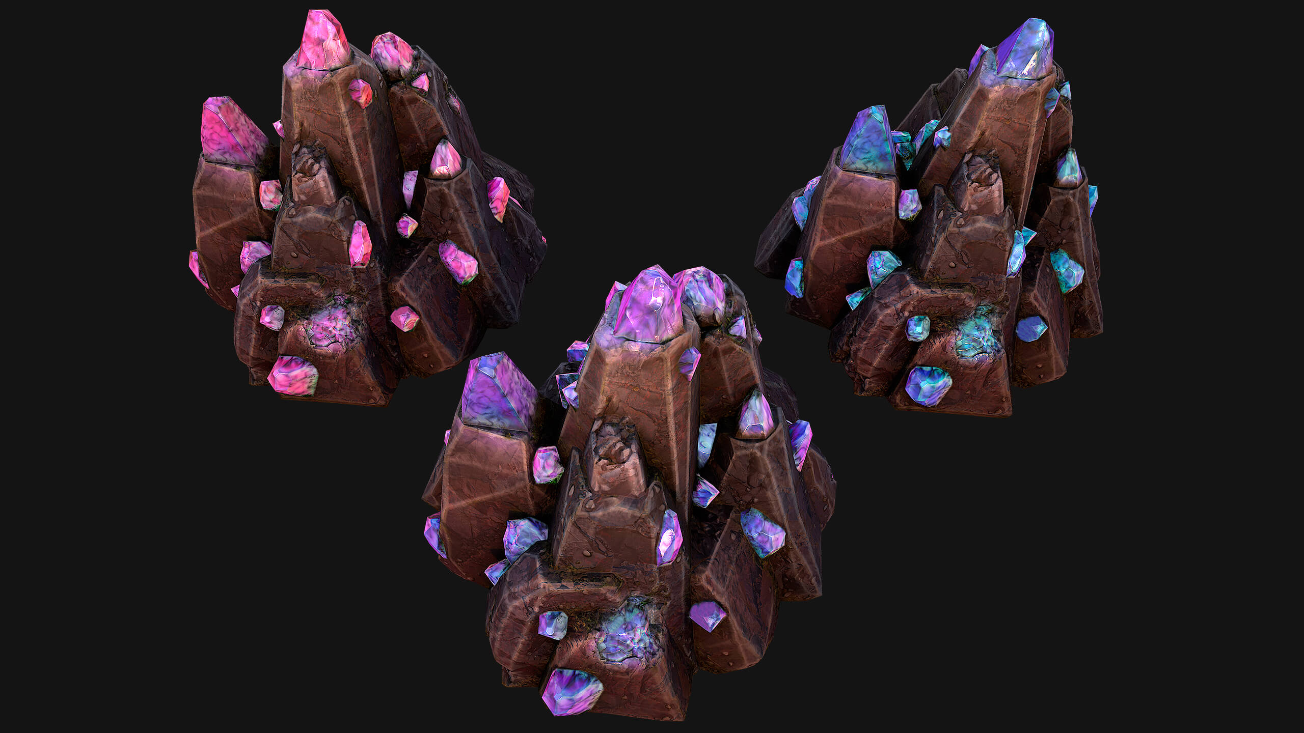 Crystal Obsidian Rocks Mineral - 3D Model by Dereza